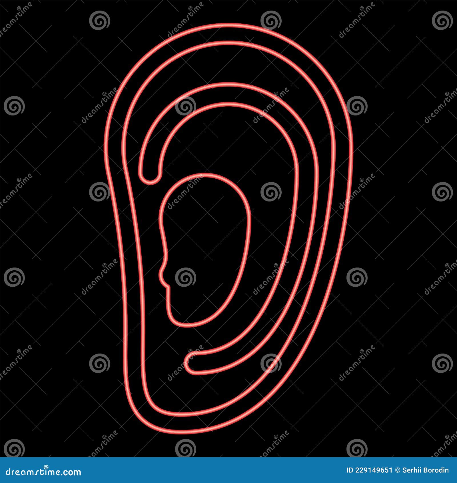 Neon Ear Red Color Vector Illustration Flat Style Image Stock Vector ...