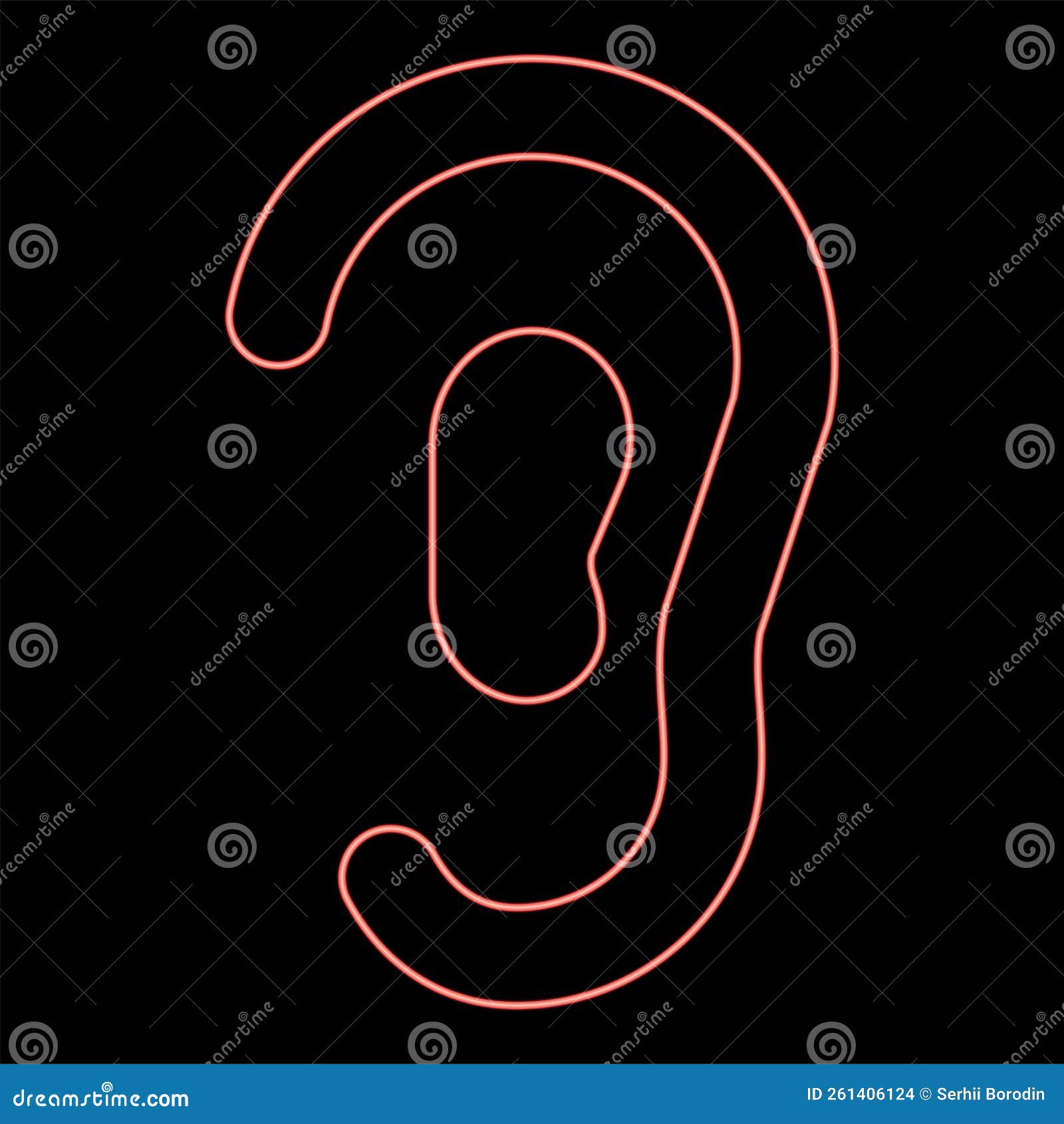 Neon Ear Red Color Vector Illustration Image Flat Style Stock Vector ...