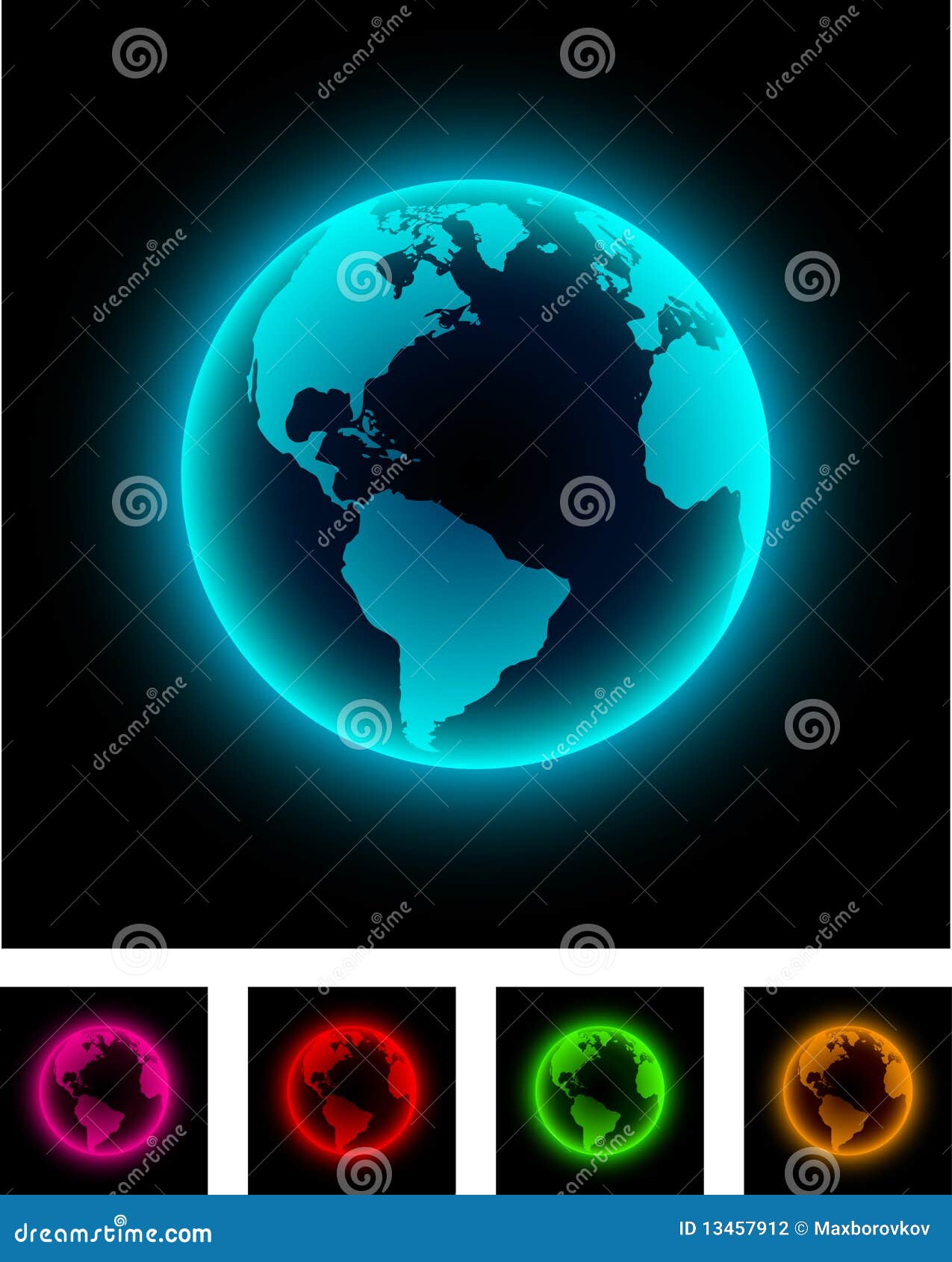 Neon earth. stock vector. Illustration of global, africa - 13457912