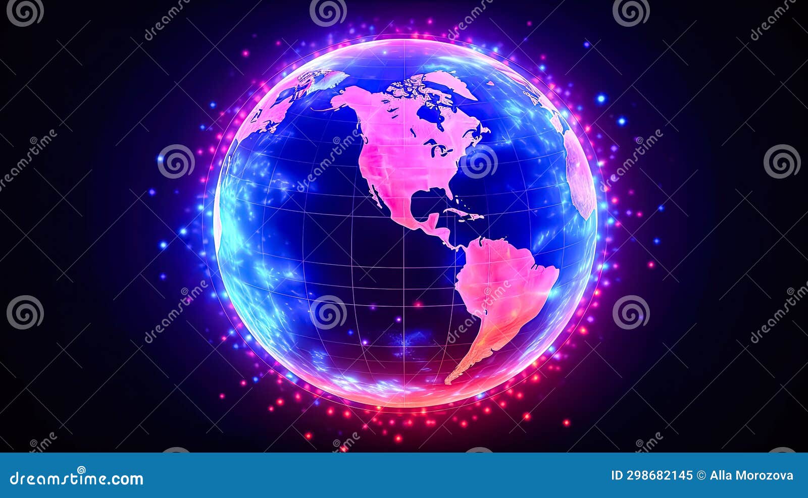 Neon Earth on Display an Illuminating Illustration Stock Image - Image ...