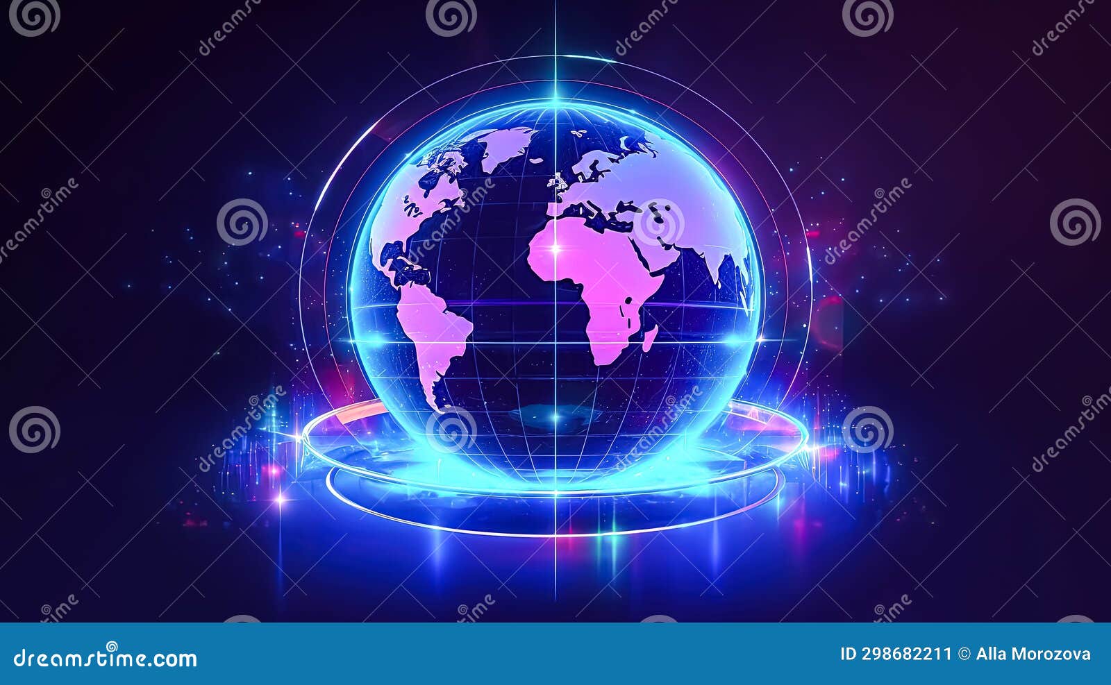 Neon Earth on Display an Illuminating Illustration Stock Image - Image ...