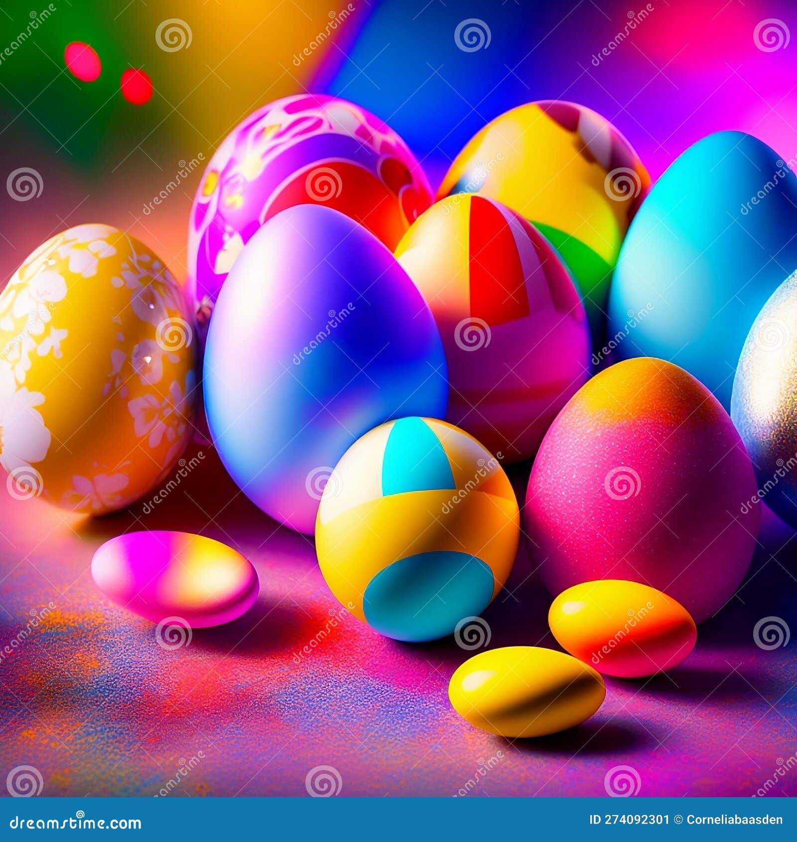 Neon Easter Egg Extravaganza - AI Generated Illustration Stock ...