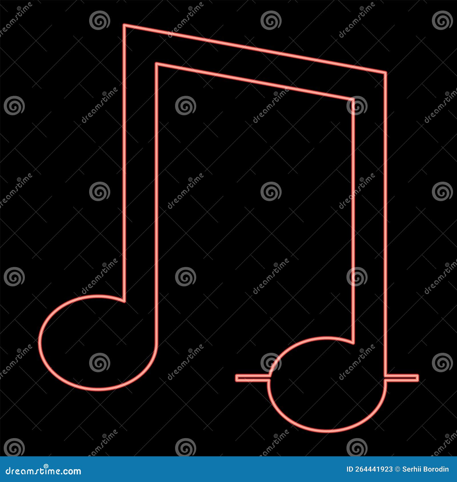 Neon Eighth Notes Icon Black Color Vector Illustration Flat Style Image ...