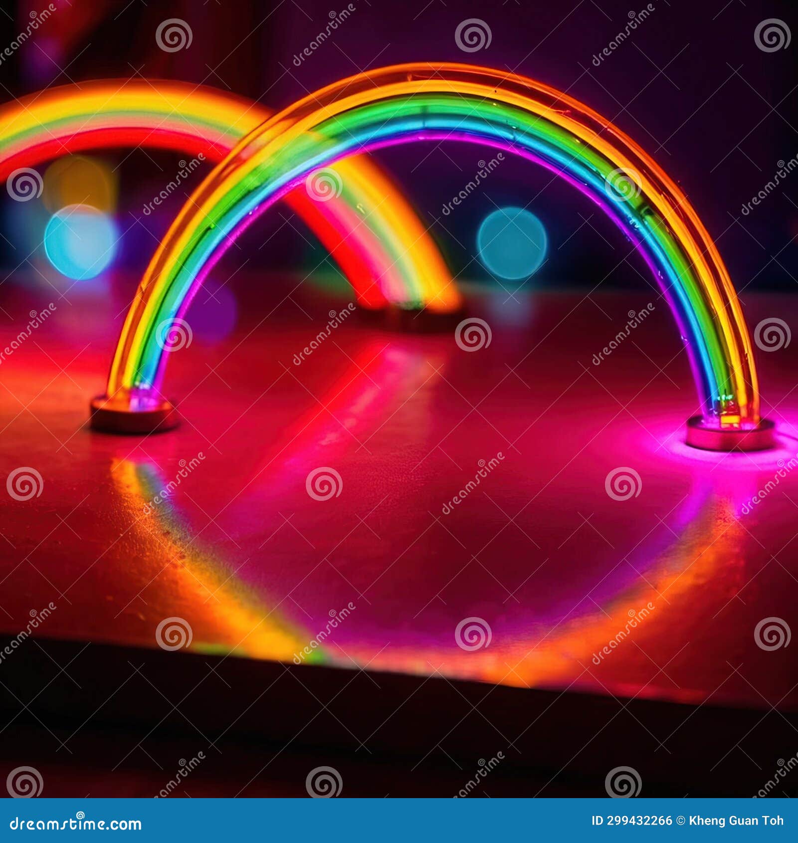 Neon Lights in Shape of Rainbow, Signifying Hope and Diversity Stock ...