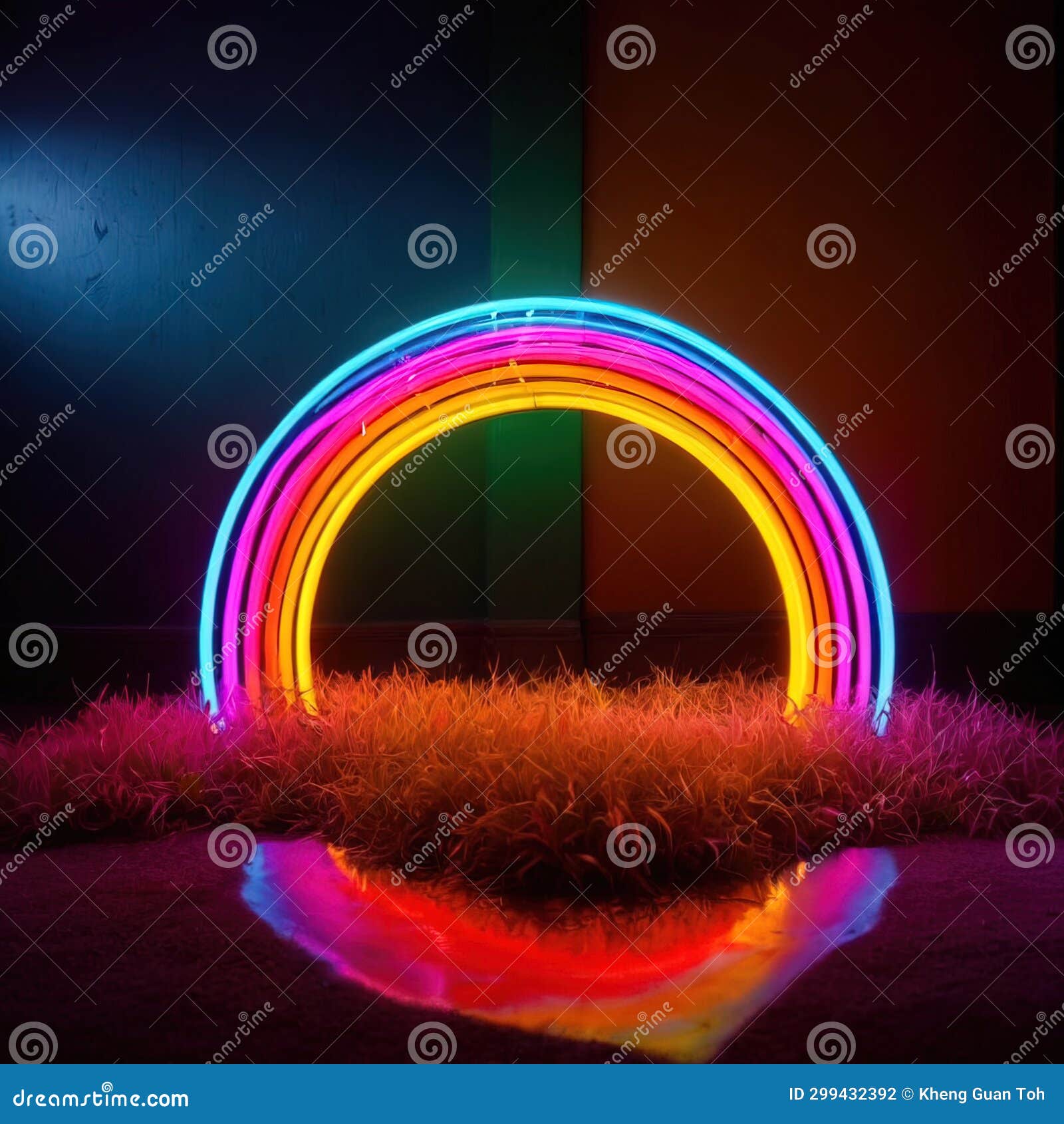 Neon Lights in Shape of Rainbow, Signifying Hope and Diversity Stock ...