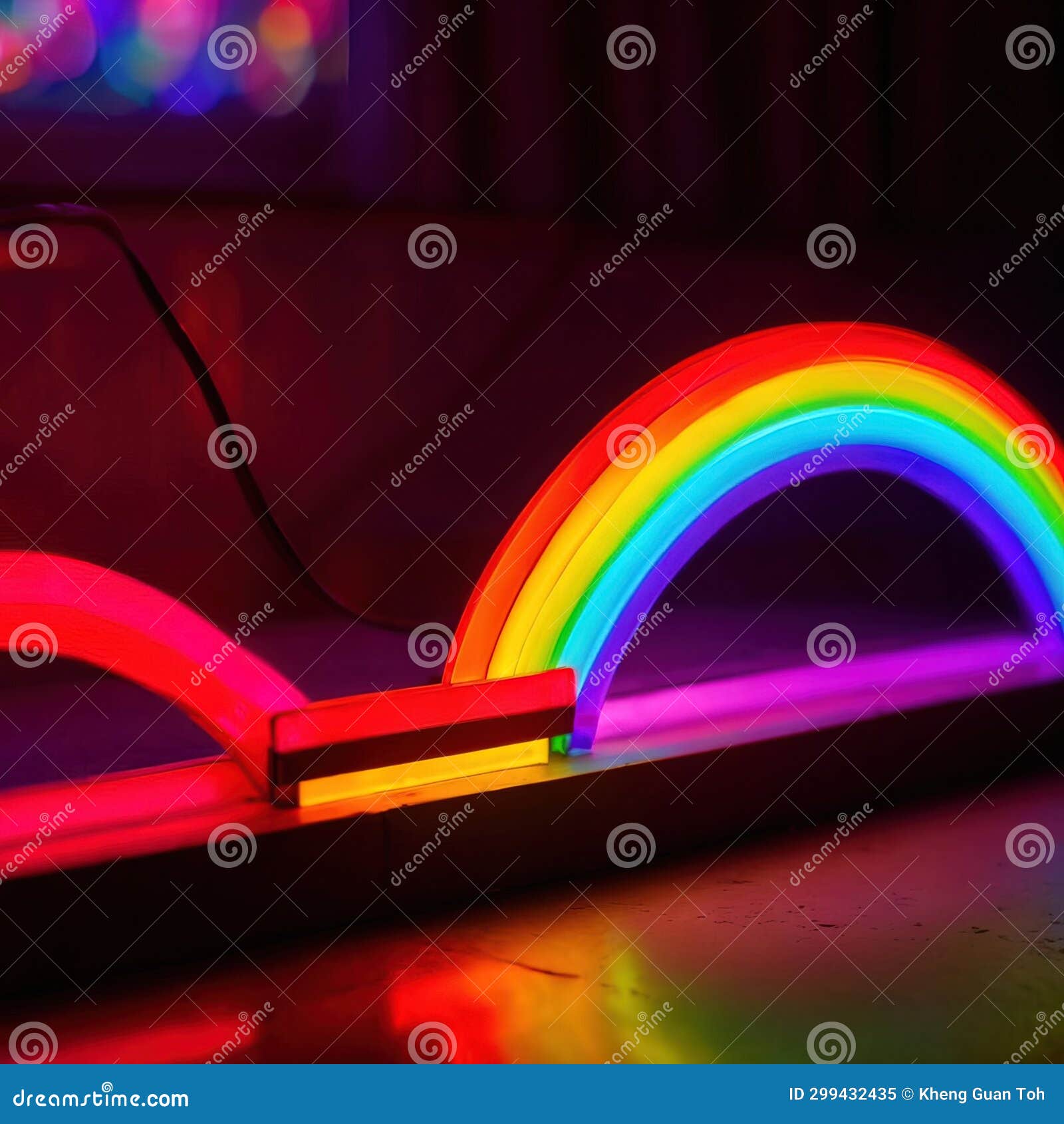 Neon Lights in Shape of Rainbow, Signifying Hope and Diversity Stock ...