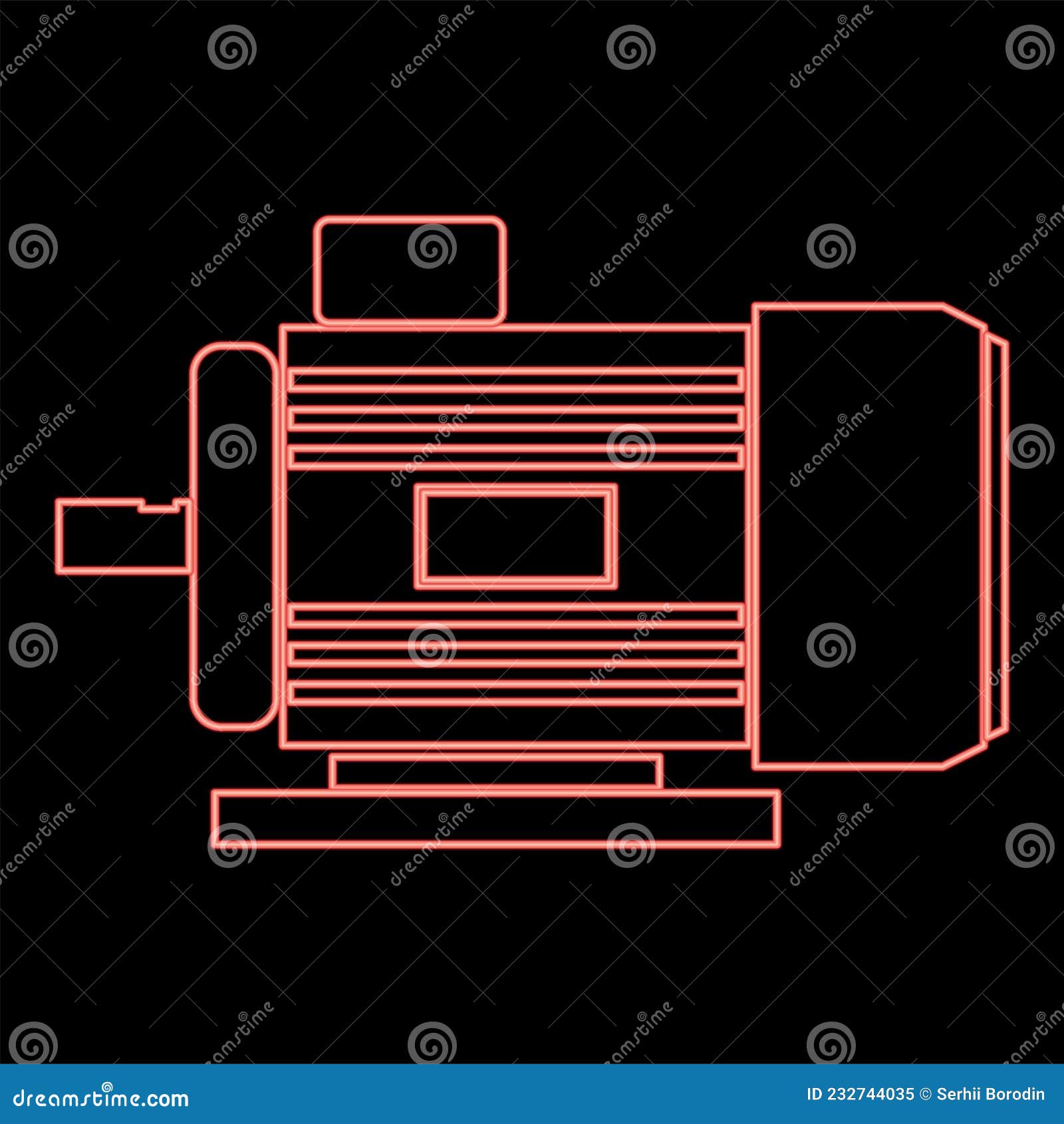 Neon Electric Motor Red Color Vector Illustration Flat Style Image ...