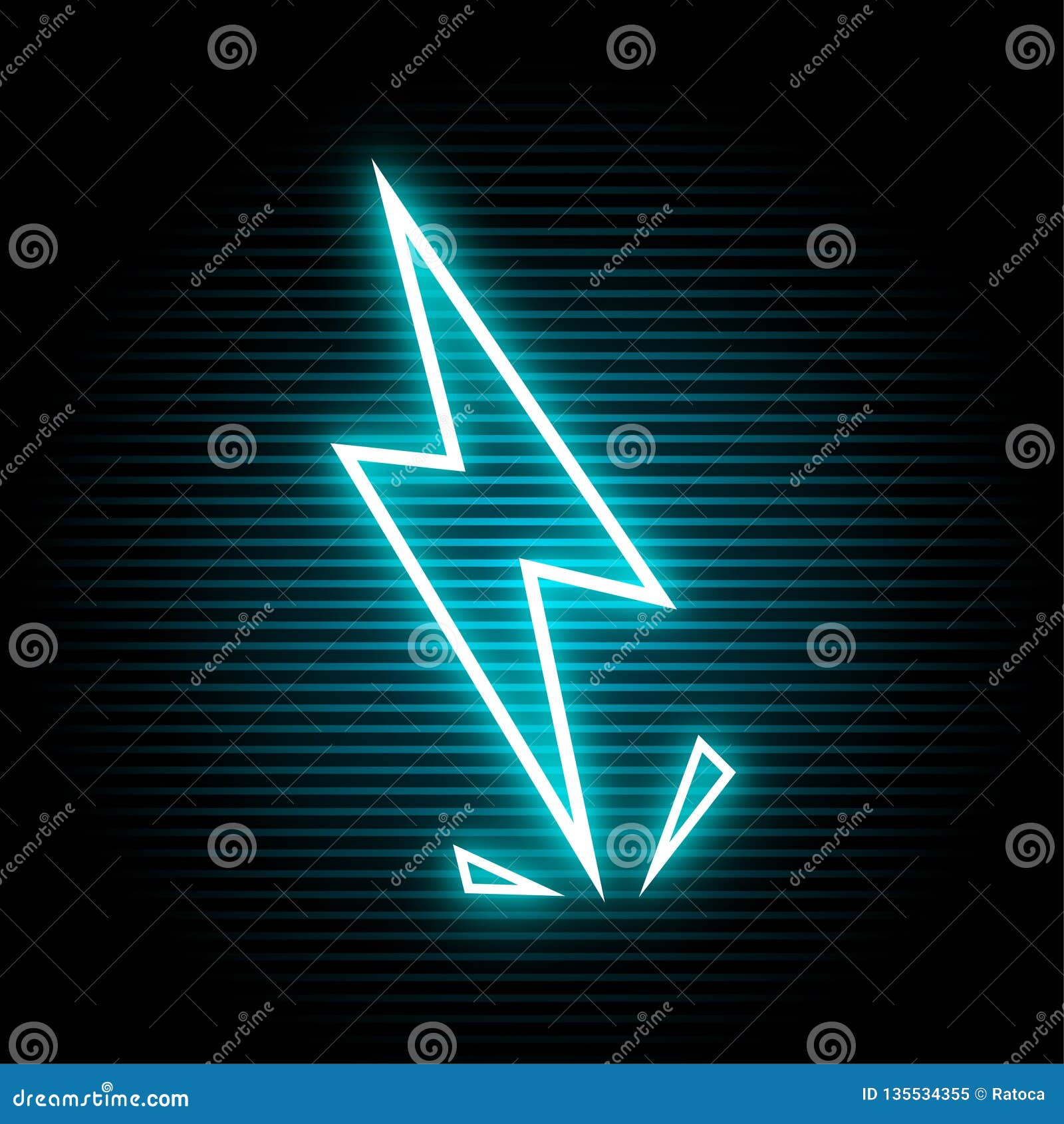 Neon electric ray symbol stock vector. Illustration of design - 135534355