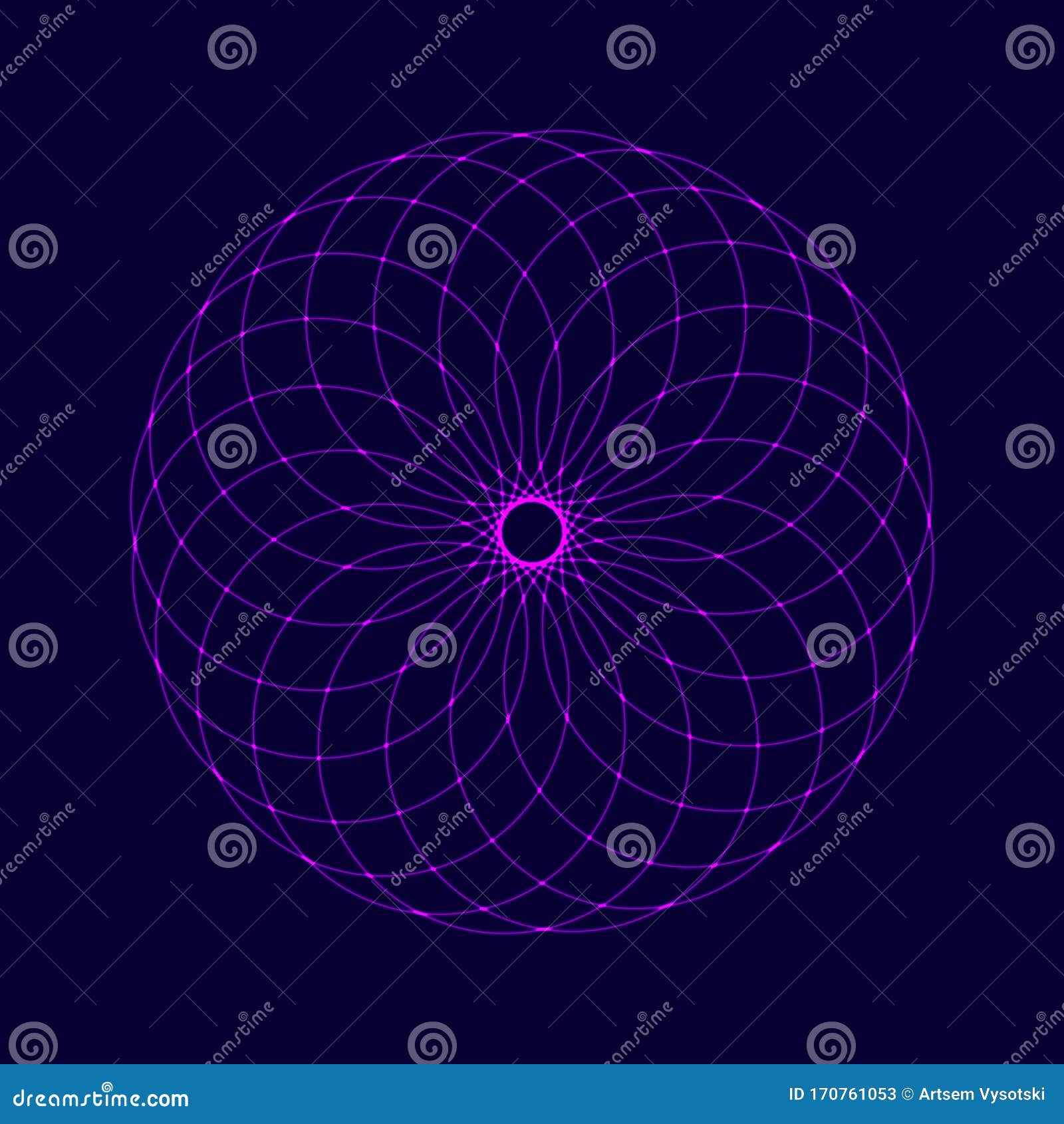 Neon Elegant Circular Pattern. Circular Mathematical Ornament. a Vector ...