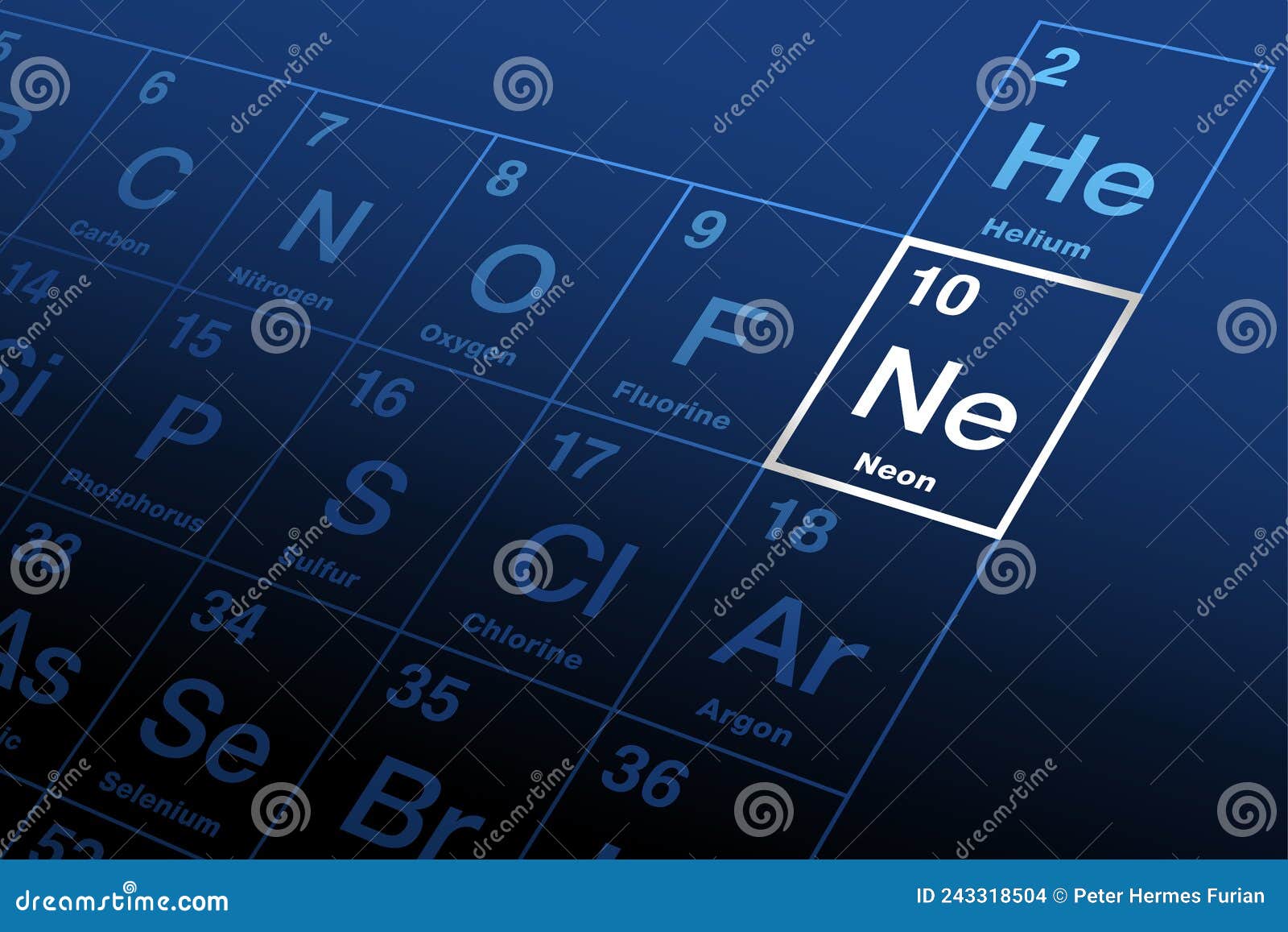 Neon On Periodic Table Of The Elements, With Element Symbol Ne Vector ...