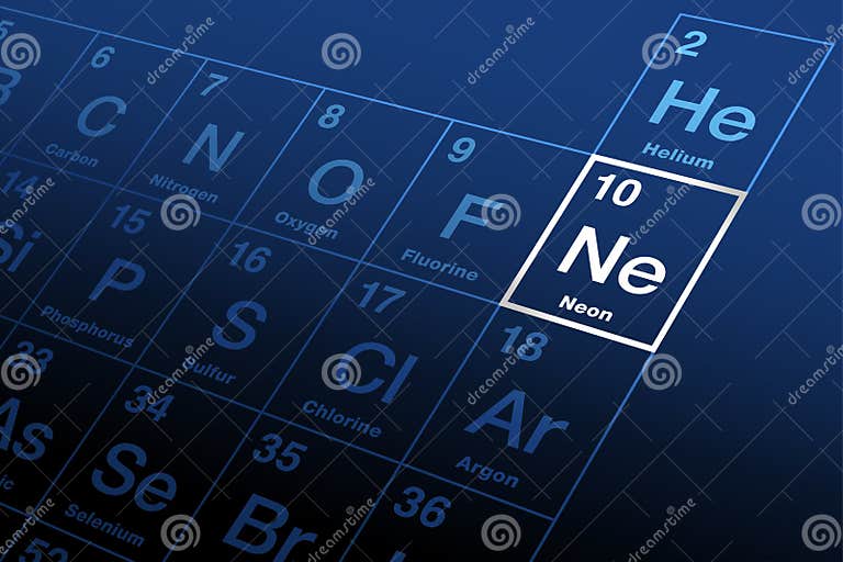 Neon on Periodic Table of the Elements, with Element Symbol Ne Stock ...