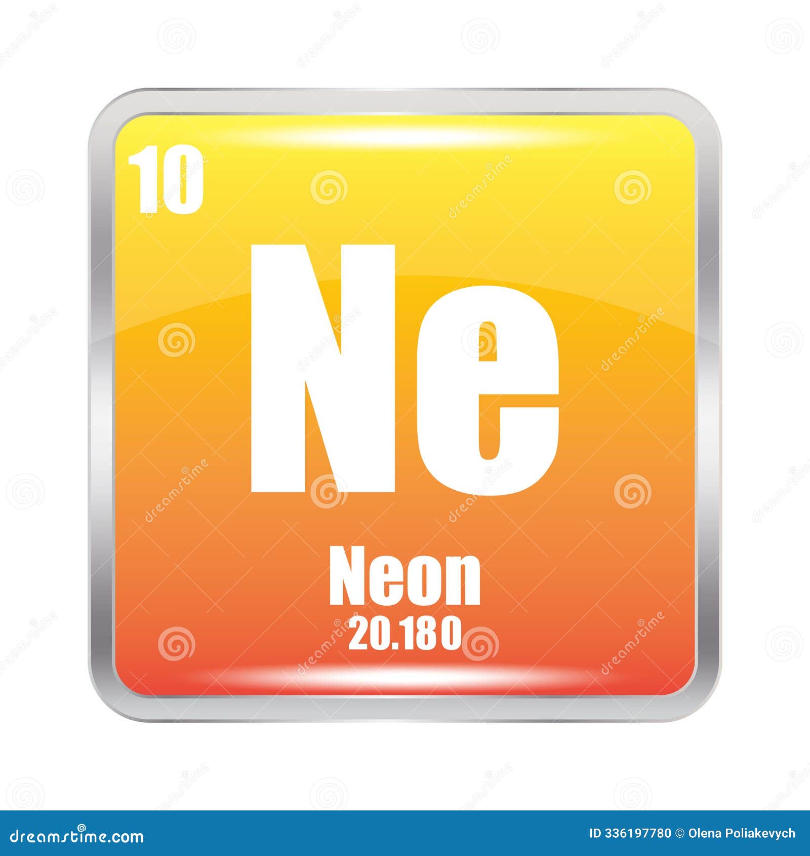 Neon Element Symbol, From Periodic Table On White Cube On Milimeter ...