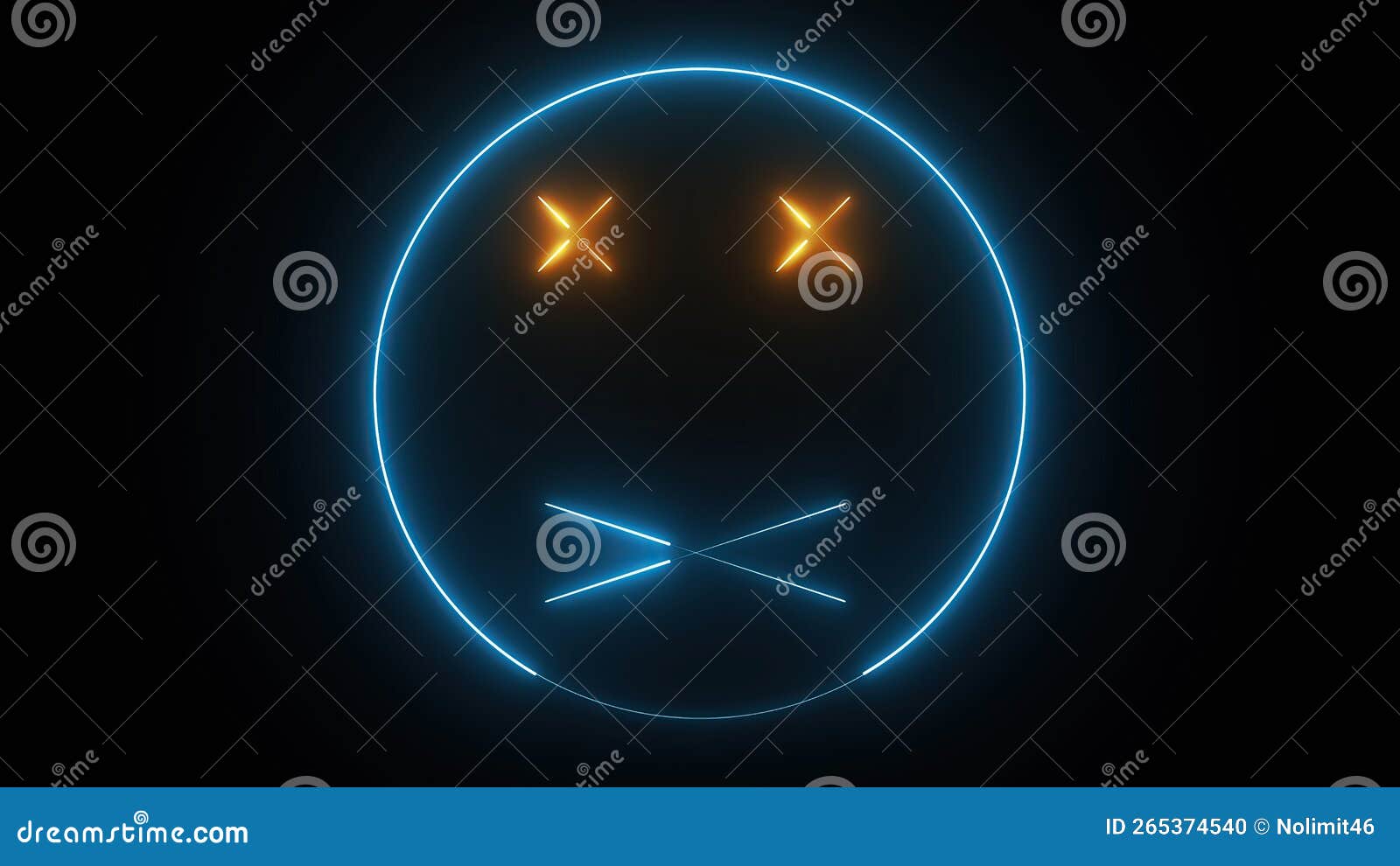 Neon emoji face stock illustration. Illustration of graphic - 265374540