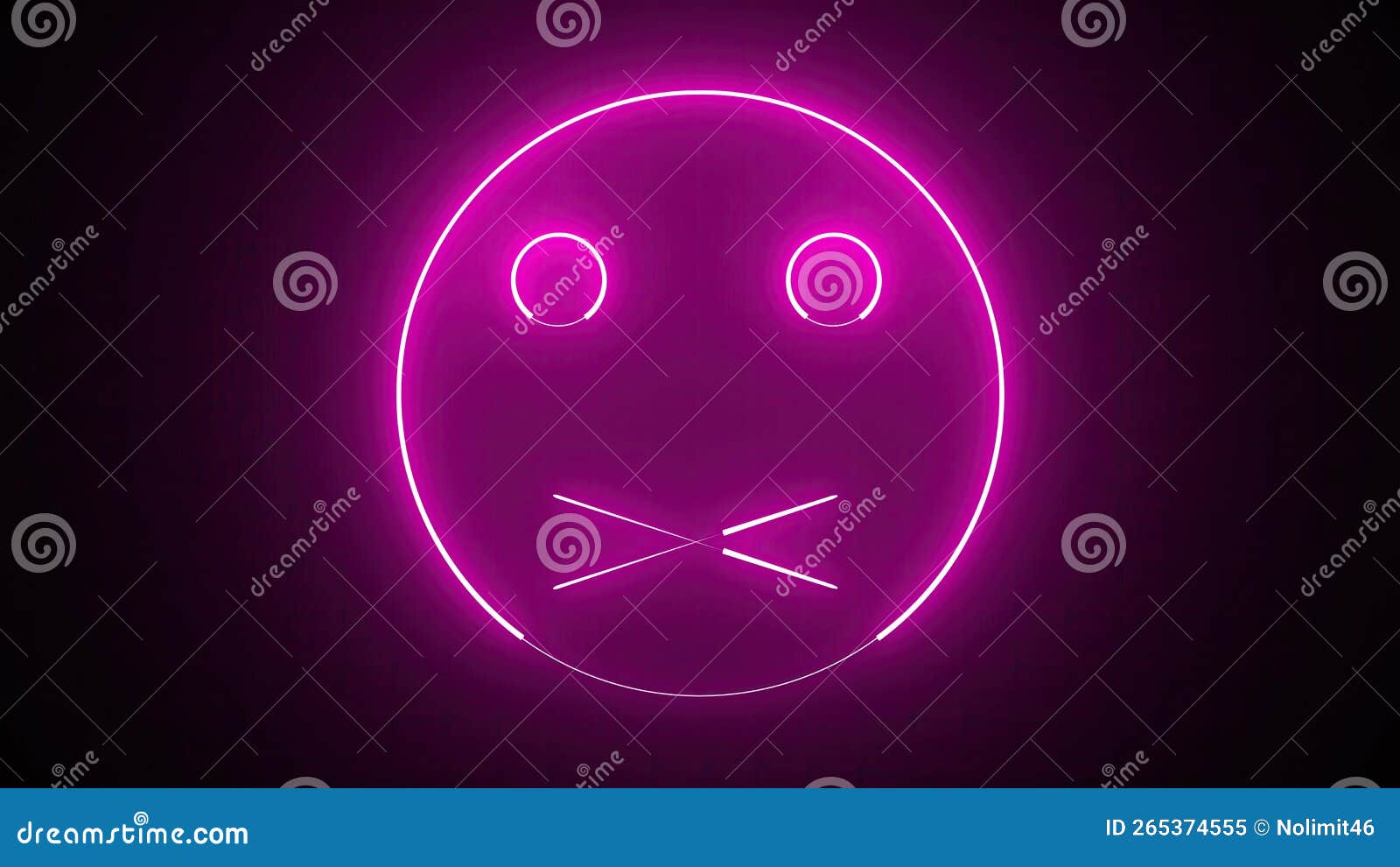 Neon emoji face stock illustration. Illustration of cheerful - 265374555