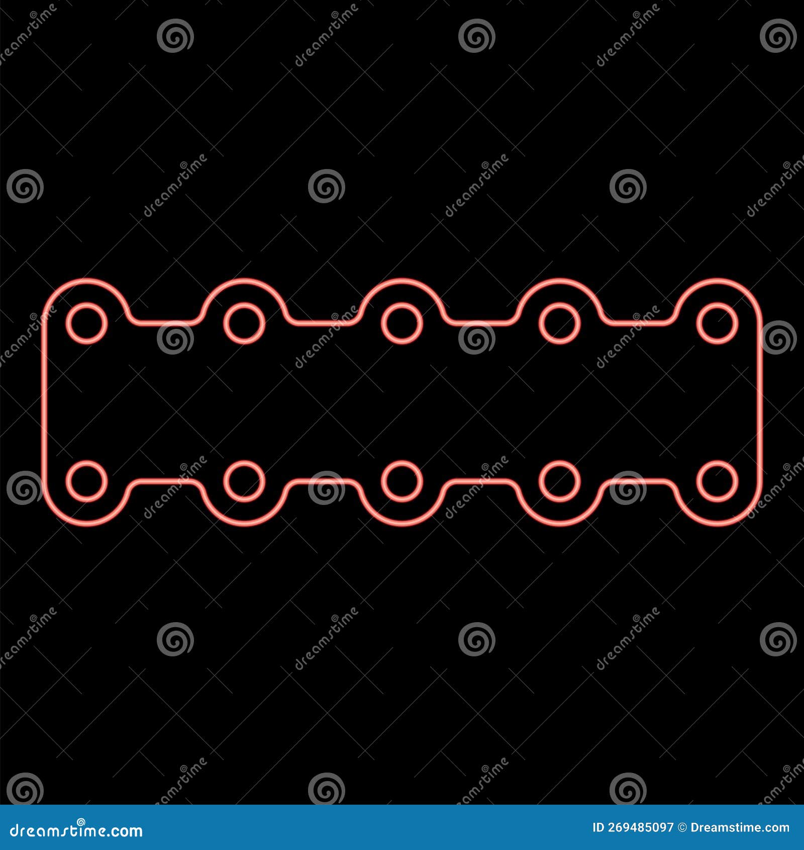 Neon Gasket With Groove Laying Red Color Vector Illustration Image Flat ...
