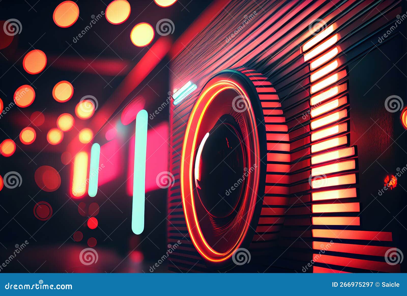 Neon Equalizer Abstract Background. Generative AI Stock Illustration ...