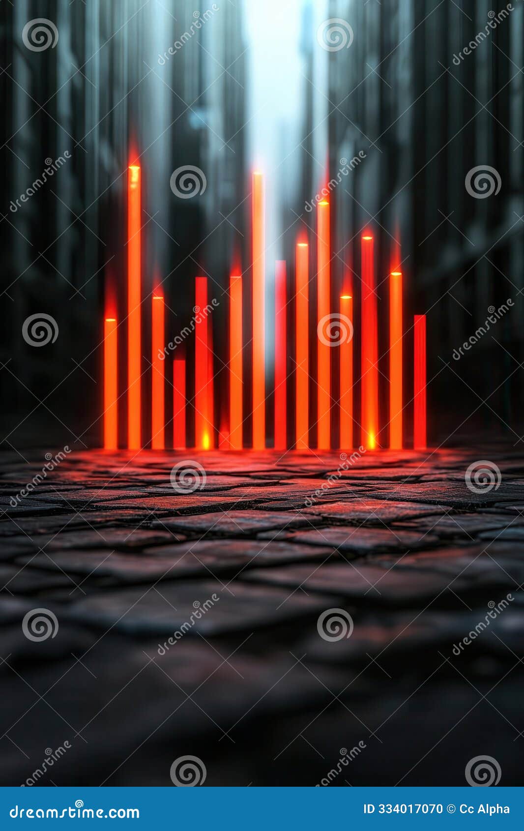 Neon Equalizer Bars Glowing on a City Street Stock Illustration ...