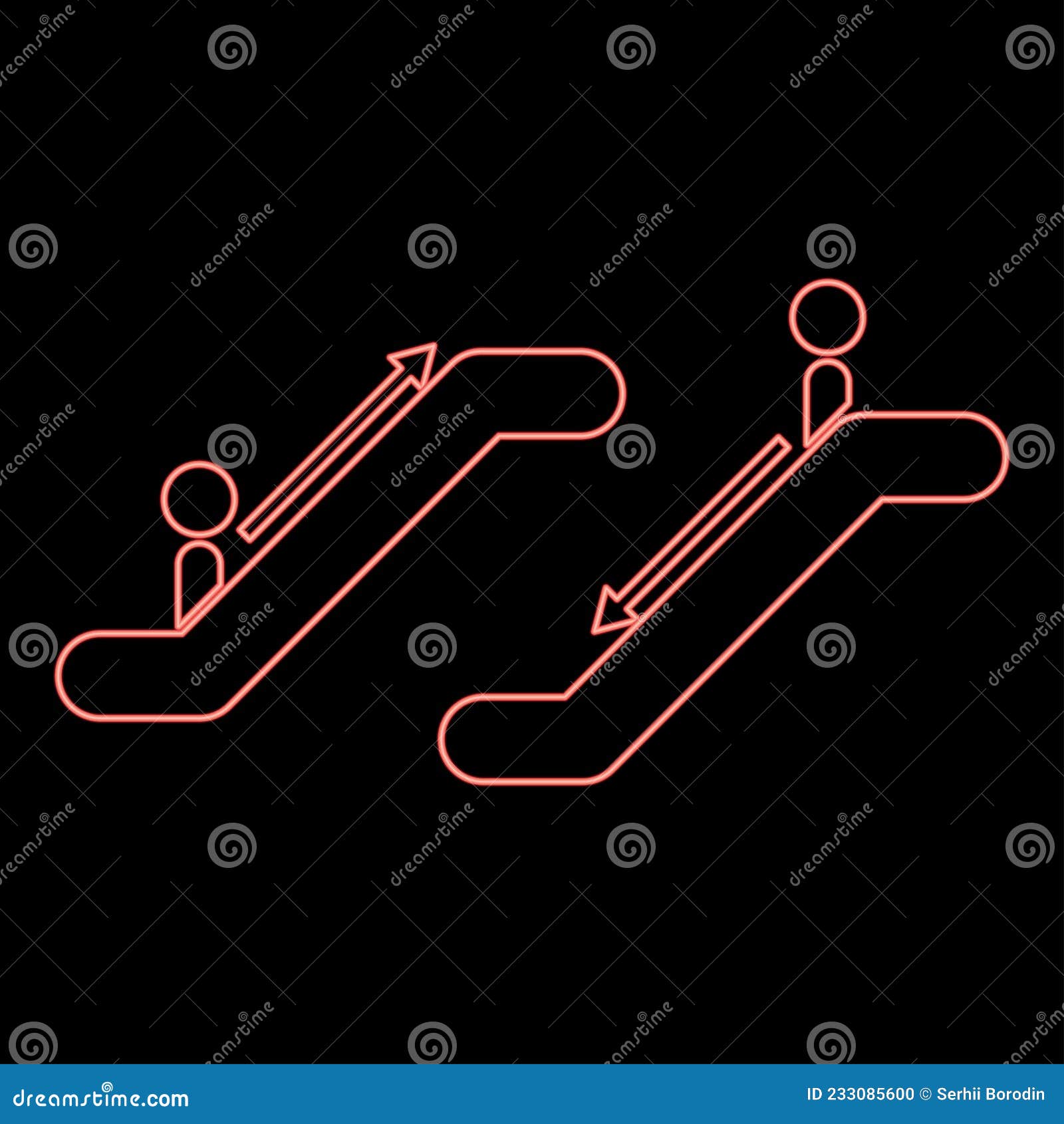 Neon Escalator Red Color Vector Illustration Flat Style Image Stock ...