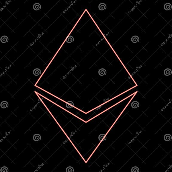 Neon Etherium Red Color Vector Illustration Image Flat Style Stock ...