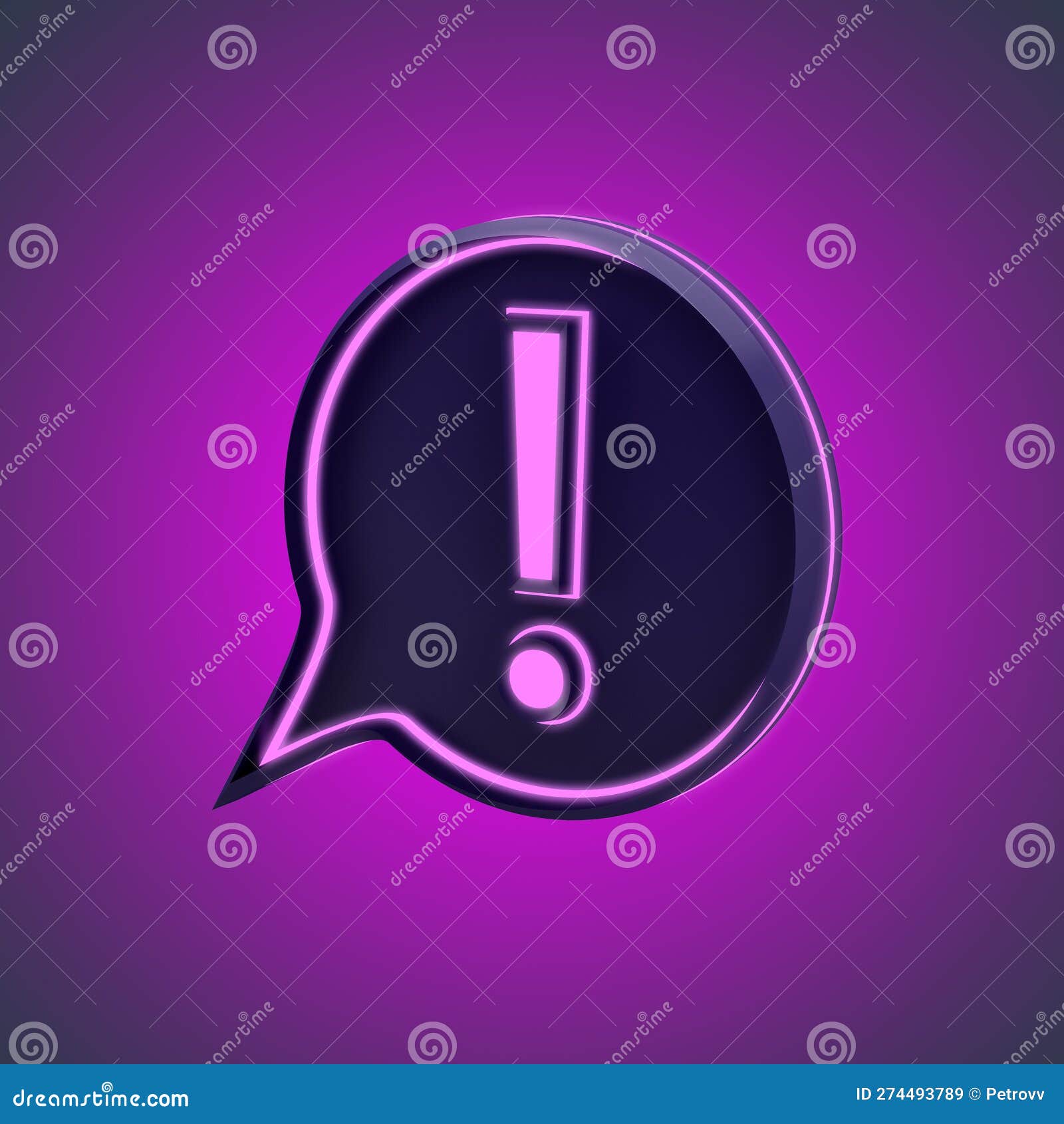 Neon Exclamation Mark in a Bubble Stock Illustration - Illustration of ...