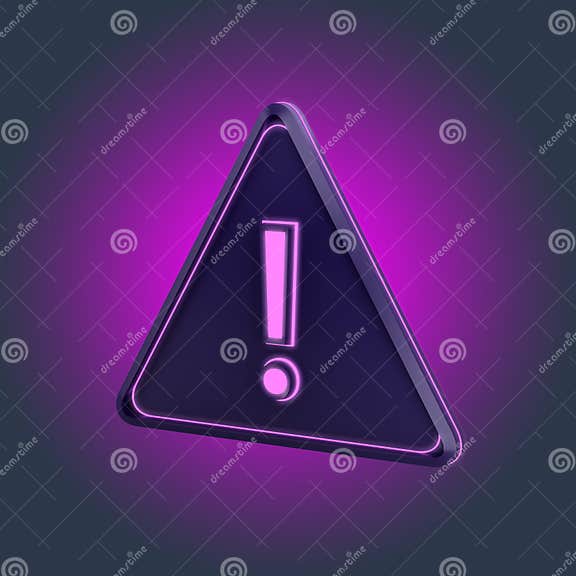 Neon Exclamation Mark in a Triangle Stock Illustration - Illustration ...