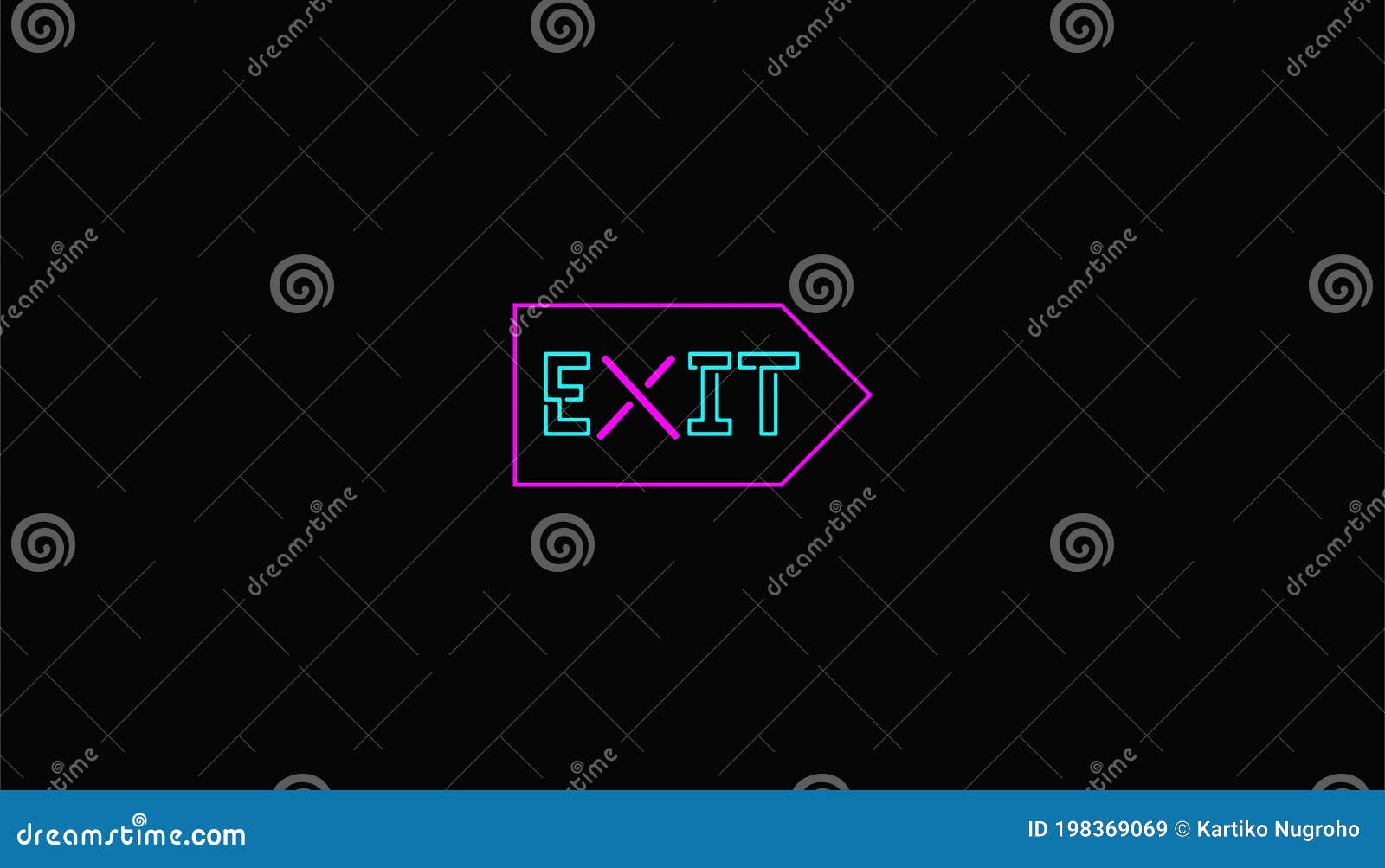 Neon Exit sign stock illustration. Illustration of line - 198369069
