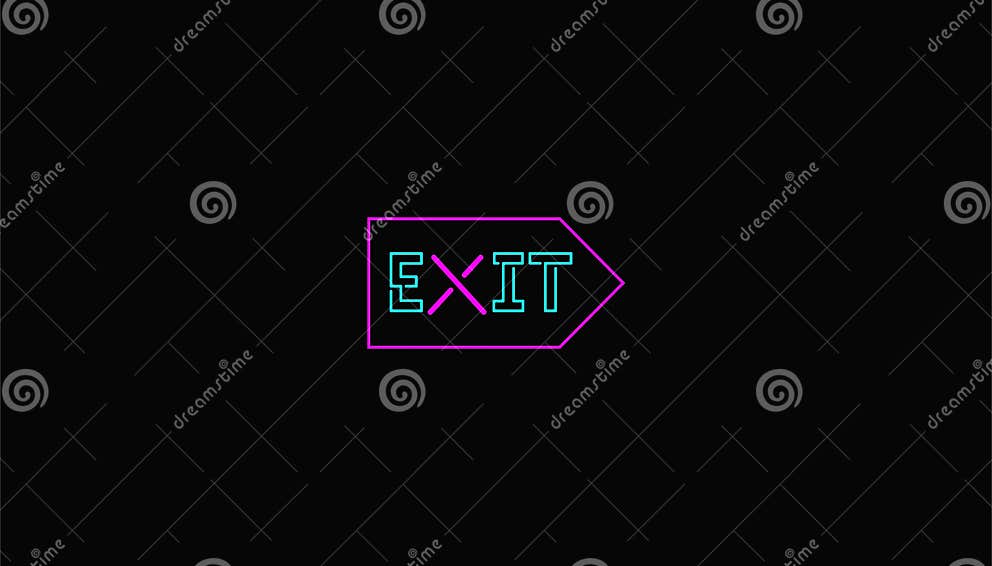 Neon Exit sign stock illustration. Illustration of line - 198369069