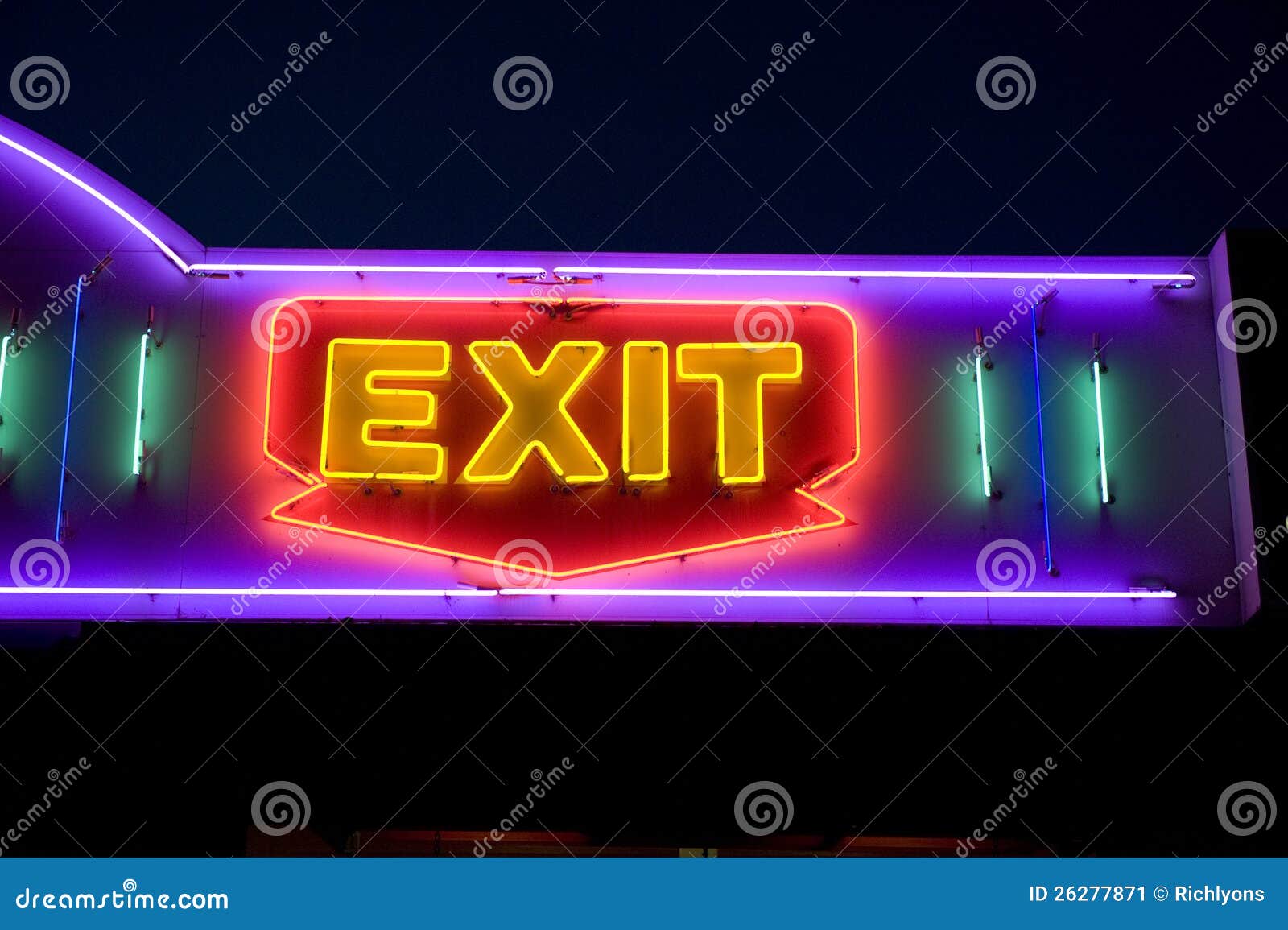 Neon Exit Sign stock illustration. Illustration of escape - 26277871