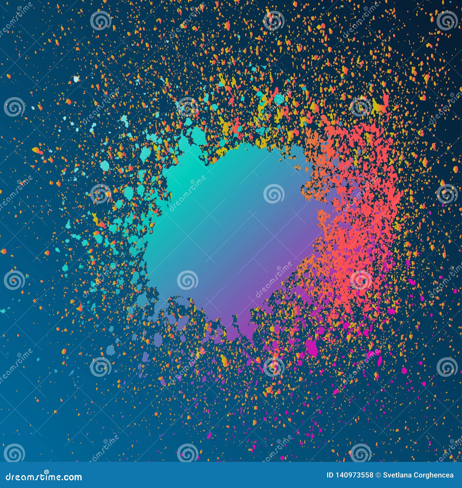 Neon Explosion Paint Splatter Artistic Template Design. Colorful Ink ...