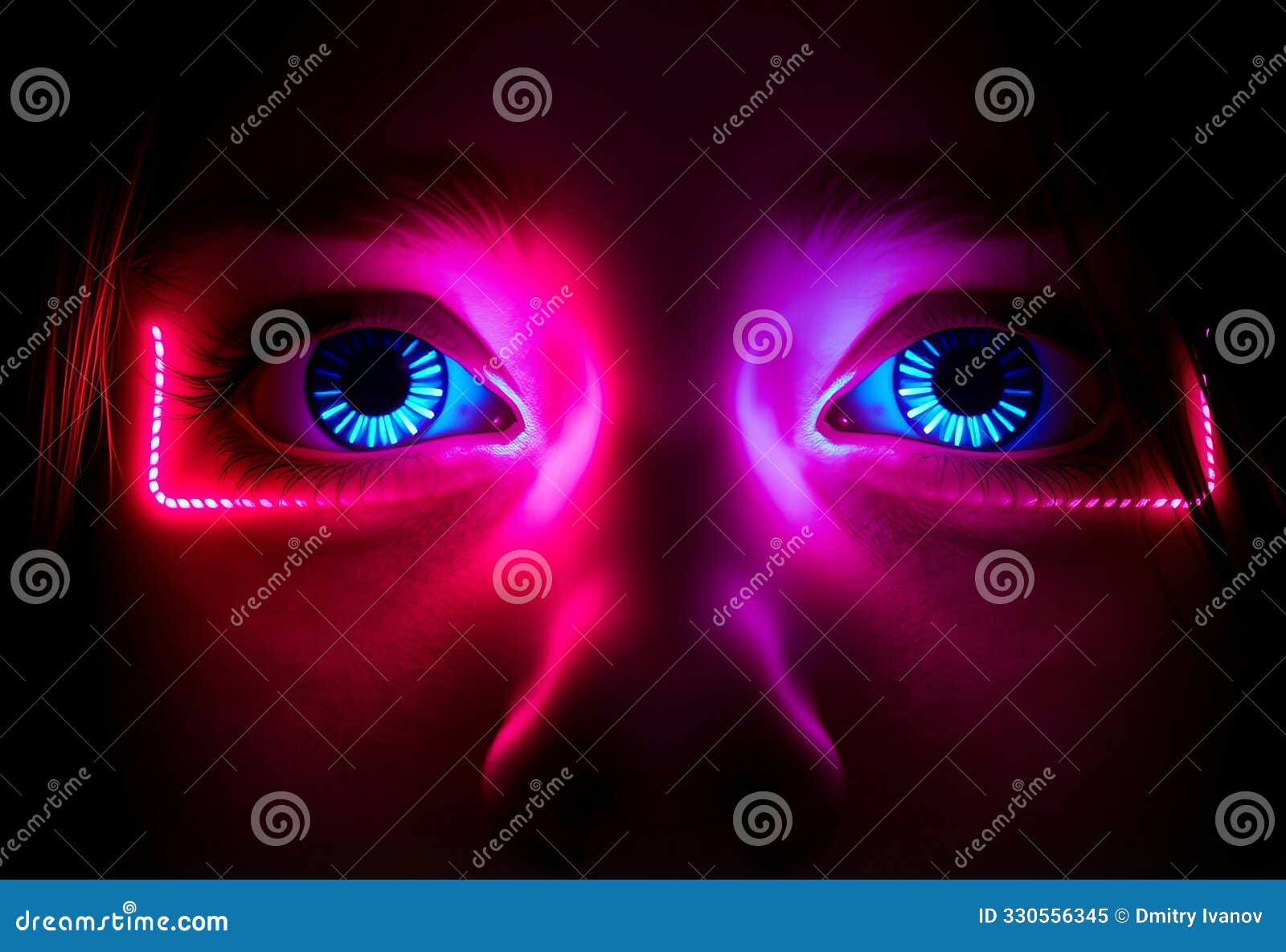 Neon Eyes a Luminogram of a Person S Eyes with a Pixel Arte Stock Image ...