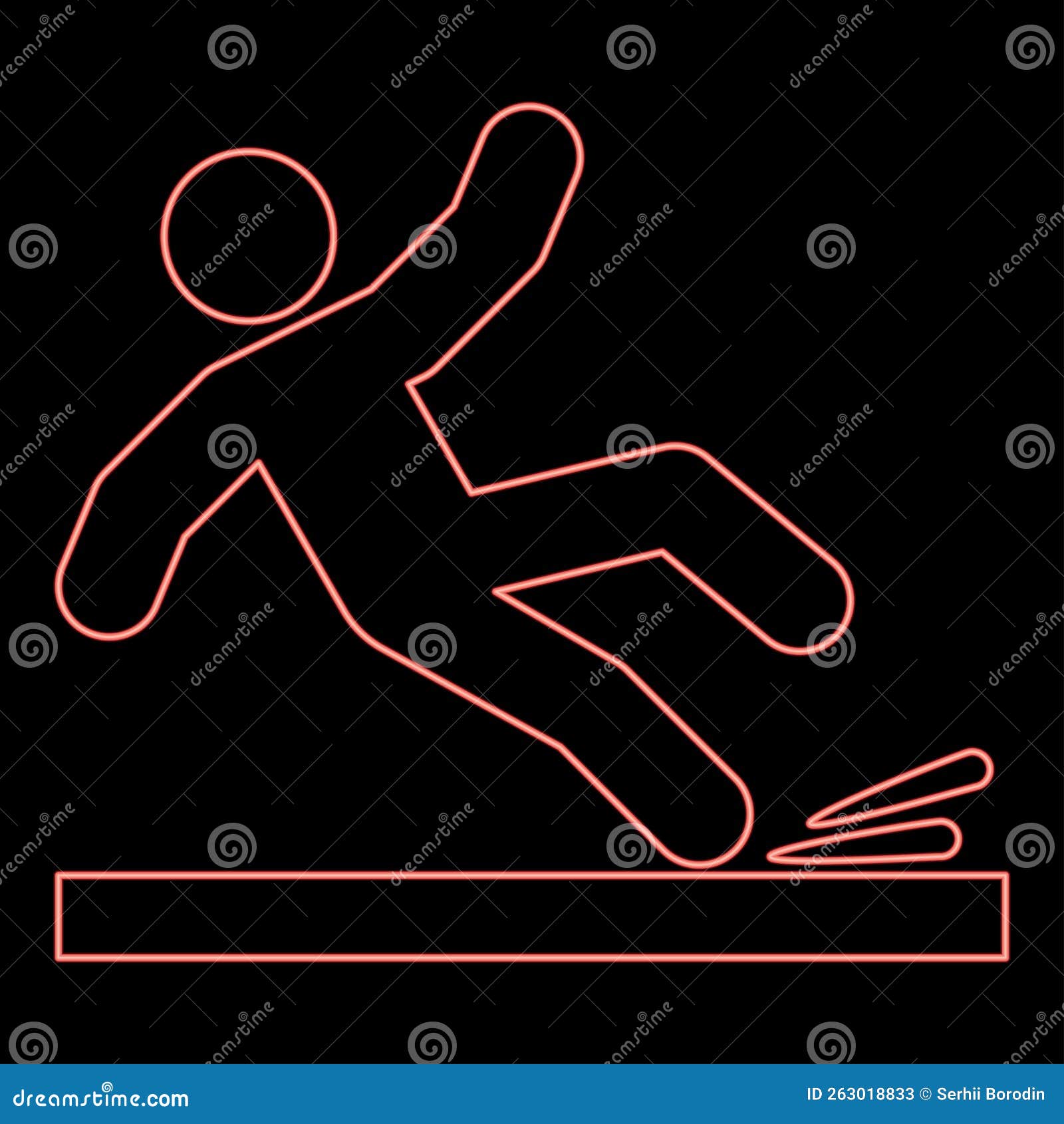 Neon Falling Man Icon Red Color Vector Illustration Image Flat Style ...