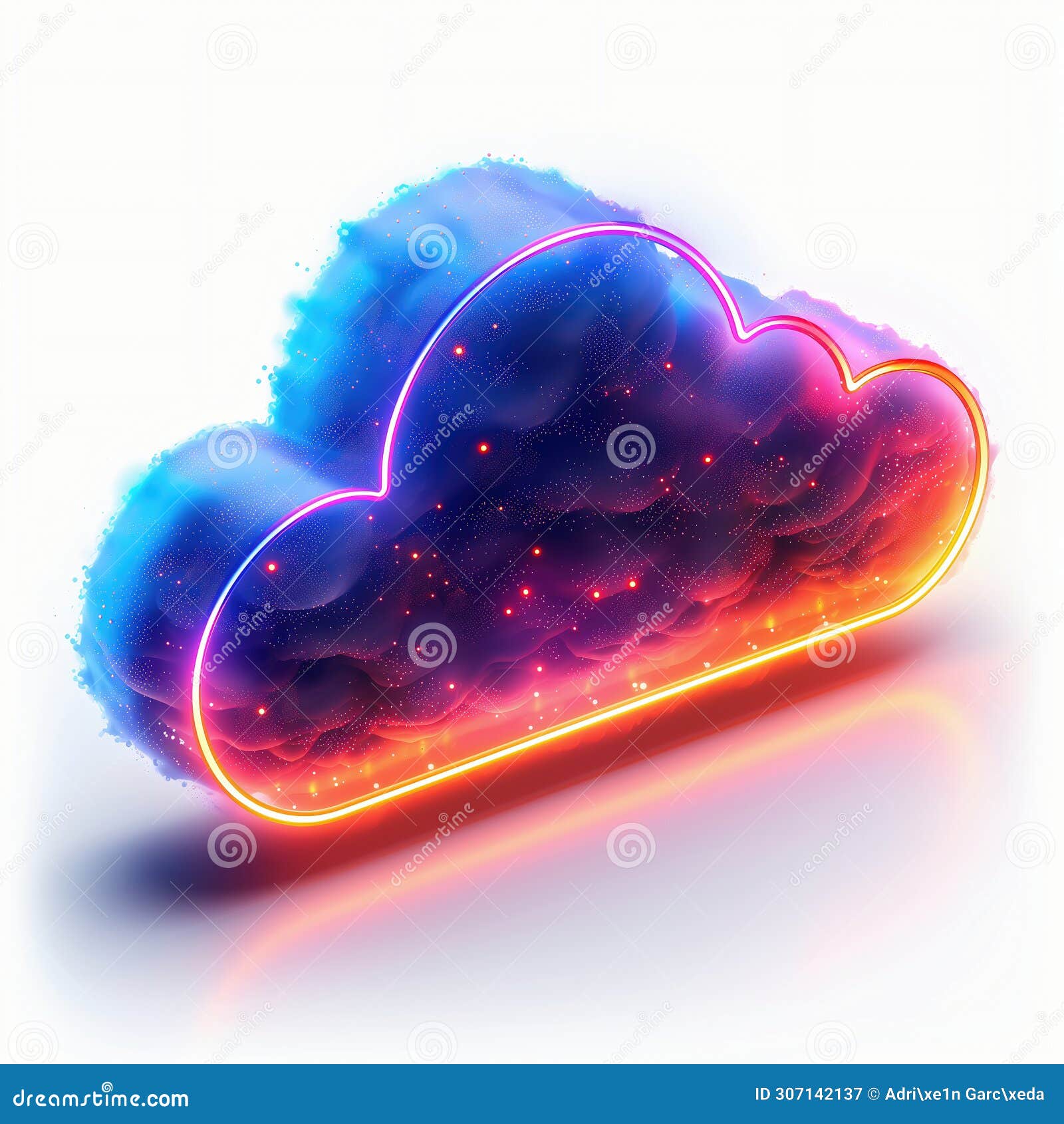 Neon filled cloud stock illustration. Illustration of agent - 307142137