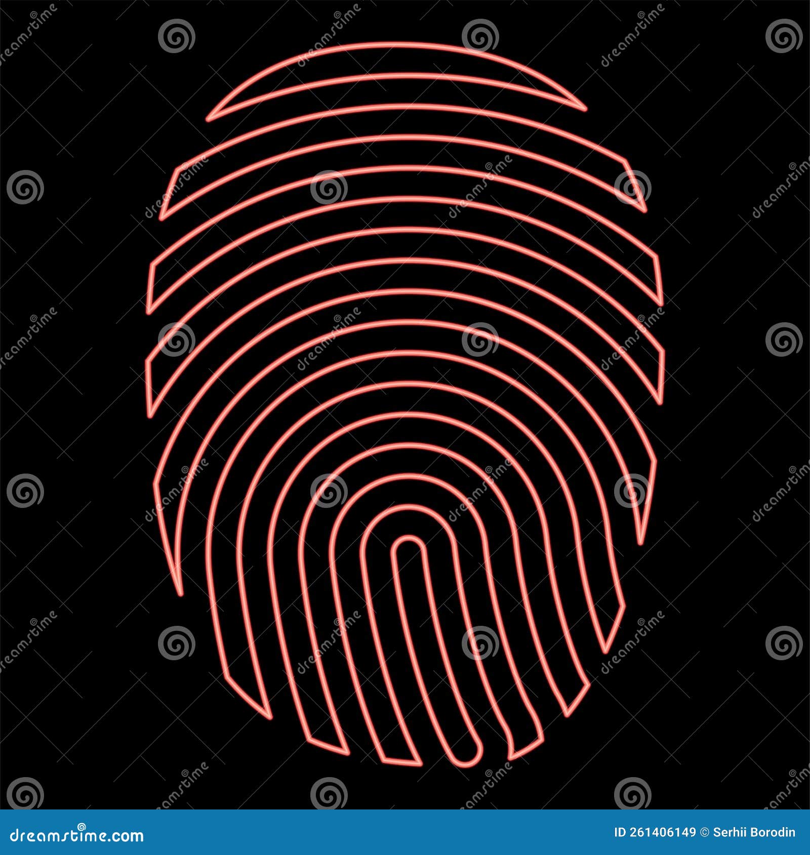 Neon Fingerprint Red Color Vector Illustration Image Flat Style Stock ...
