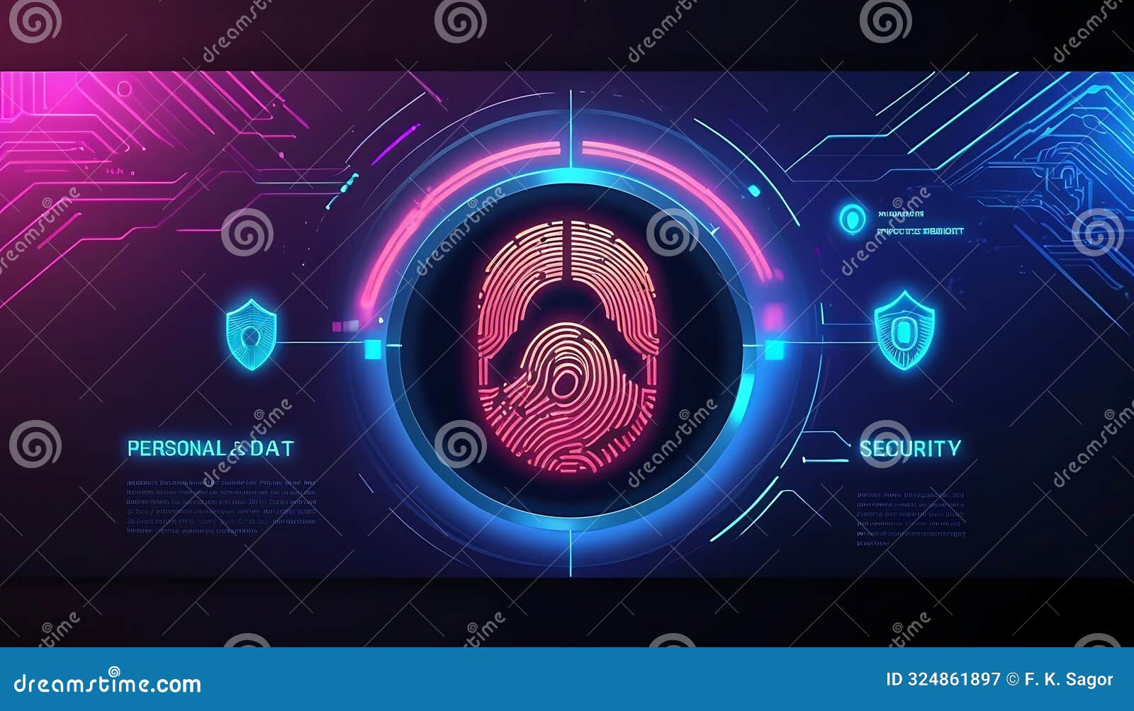 Neon Fingerprint Identity Wallpaper Stock Illustration - Illustration ...