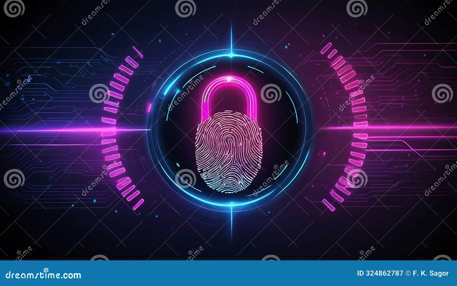 Fingerprint Biometric Scan Cyber Security Technology Stock Illustration ...