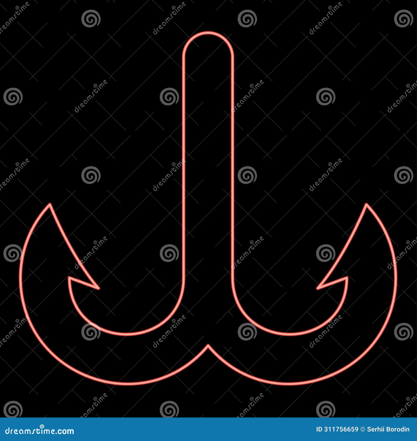 Neon Fish Hook Anchor Sea Fishhook Red Color Vector Illustration Image ...