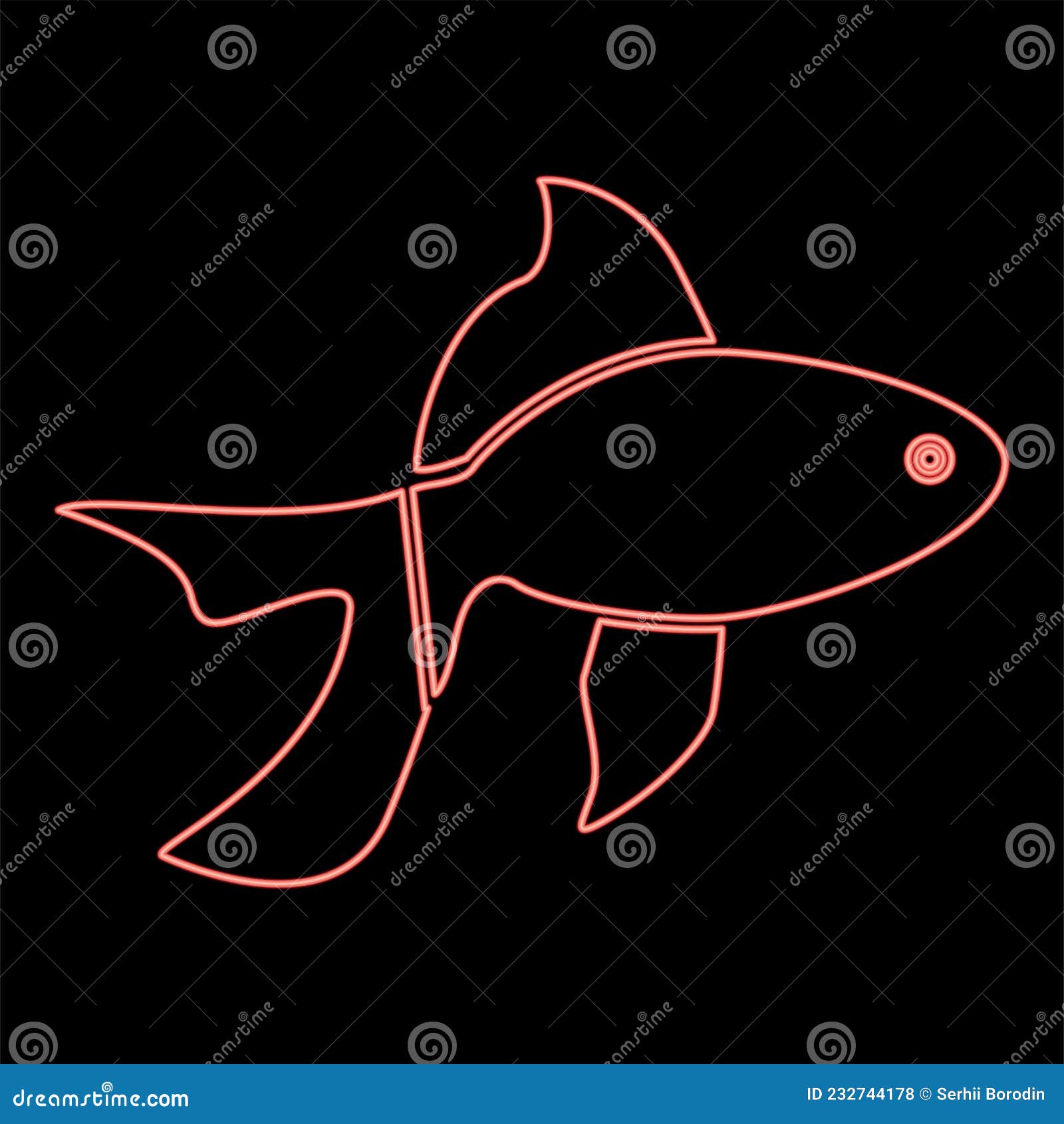Neon Fish Red Color Vector Illustration Flat Style Image ...