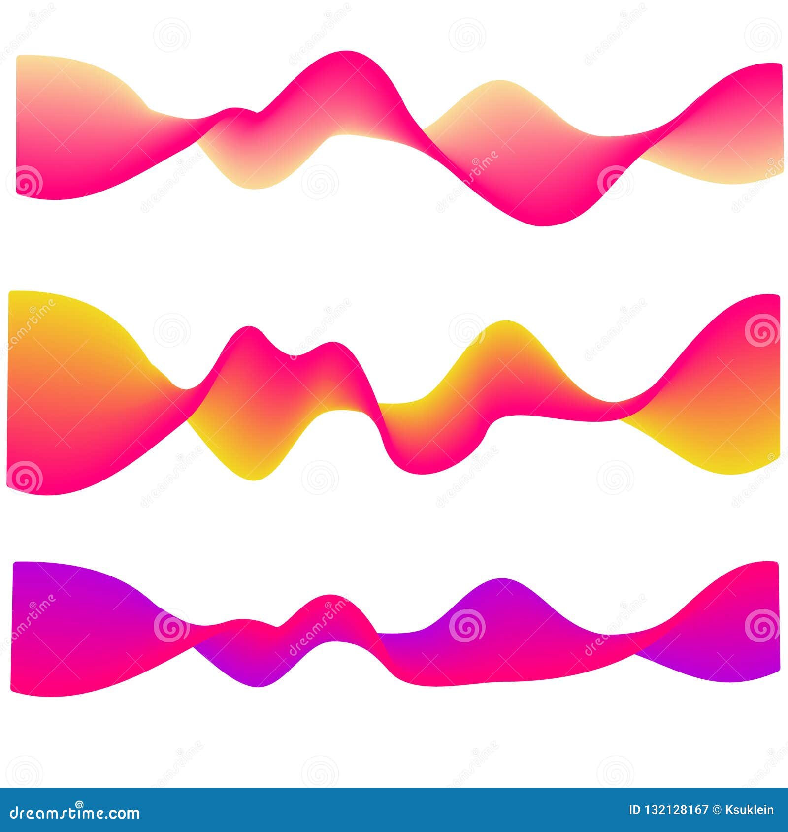Neon Flowing Wave. Gradient Abstract Shapes Isolated on White Stock ...