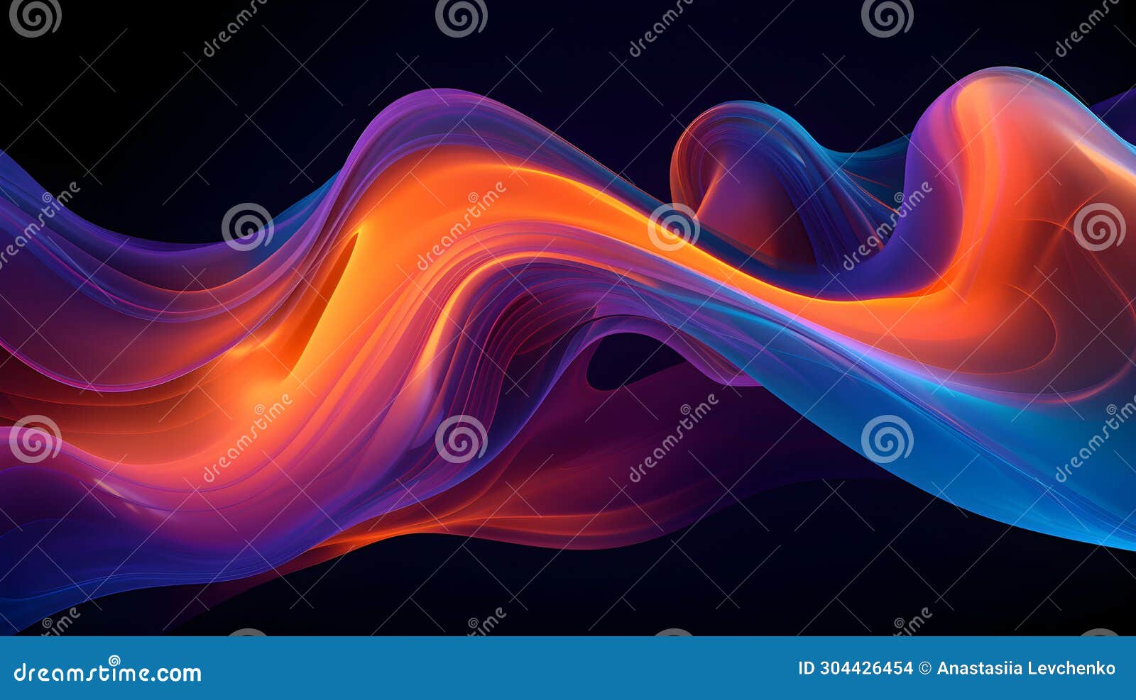 Neon Fluid Flowing Forms on Black Background. Artistic Design Stock ...