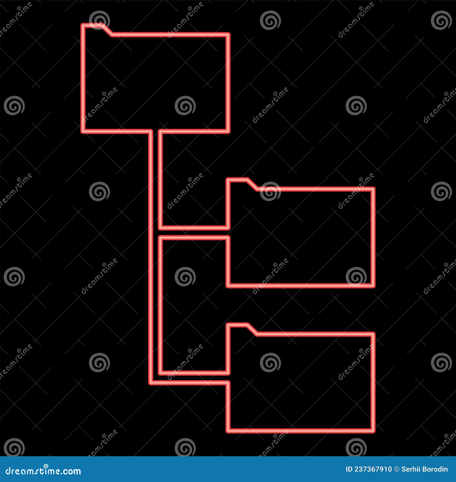 Neon Folder Structure Red Color Vector Illustration Image Flat Style ...