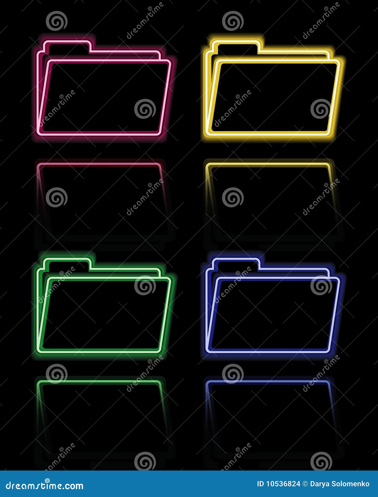 Neon folders stock illustration. Illustration of symbol - 10536824