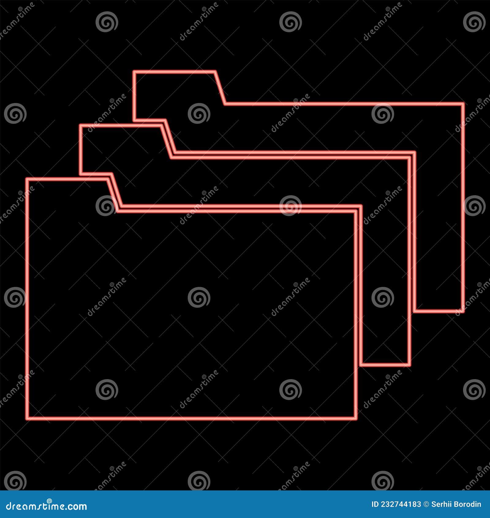 Neon Folders Red Color Vector Illustration Flat Style Image Stock ...