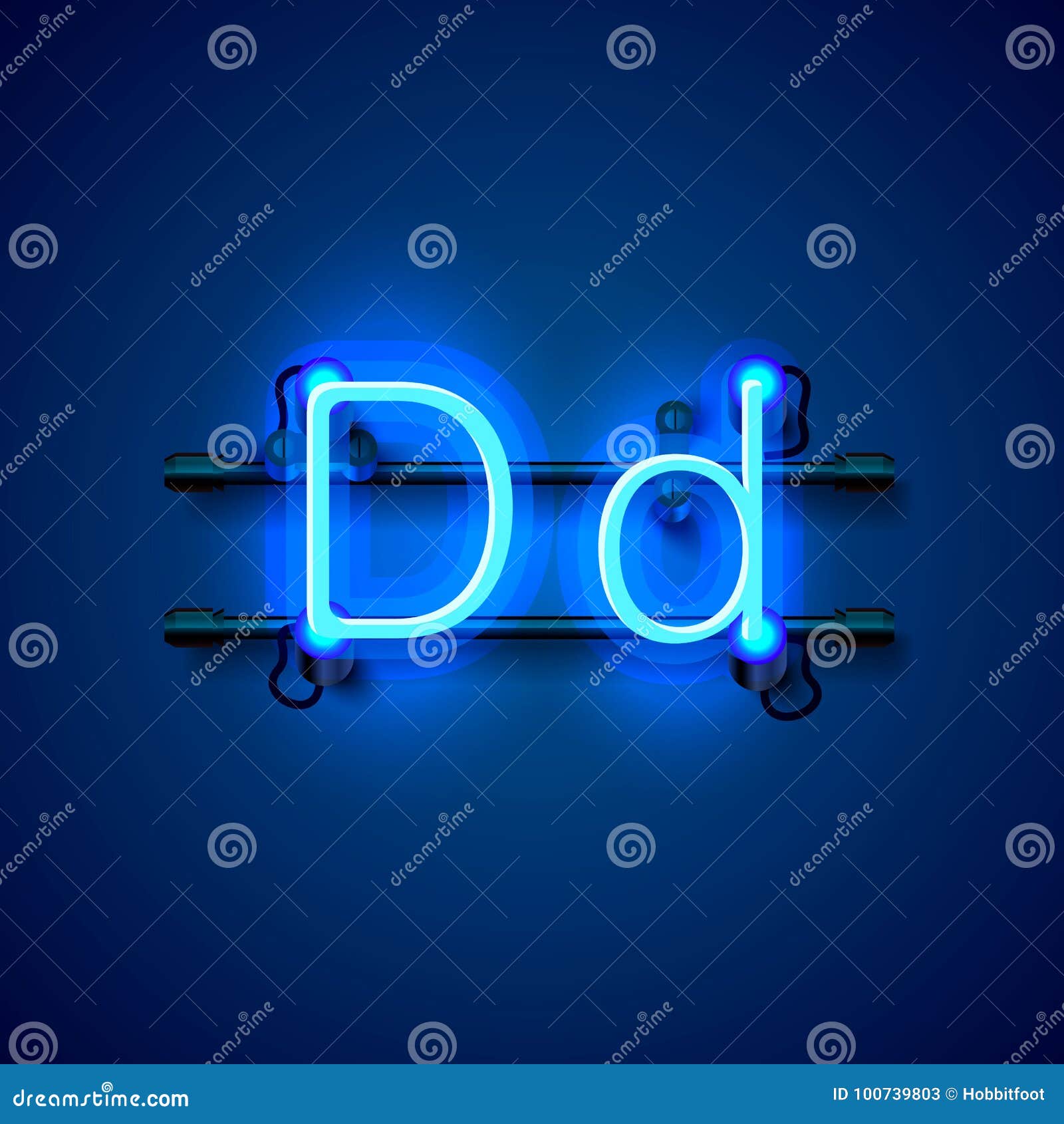 Neon Font Letter D, Art Design Singboard. Stock Vector - Illustration ...
