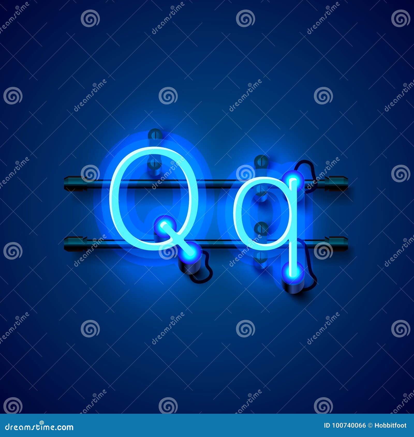 Neon Font Letter Q, Art Design Singboard. Stock Vector - Illustration ...