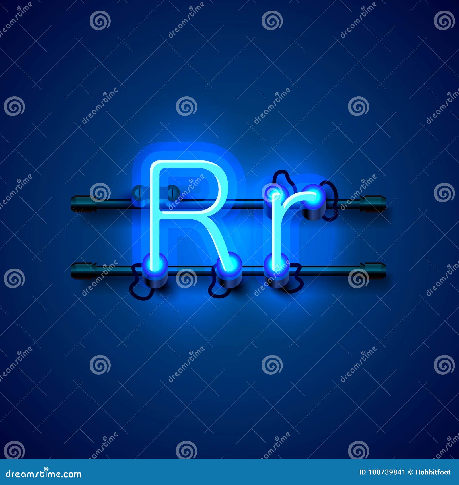 Neon Font Letter R, Art Design Singboard. Stock Vector - Illustration ...