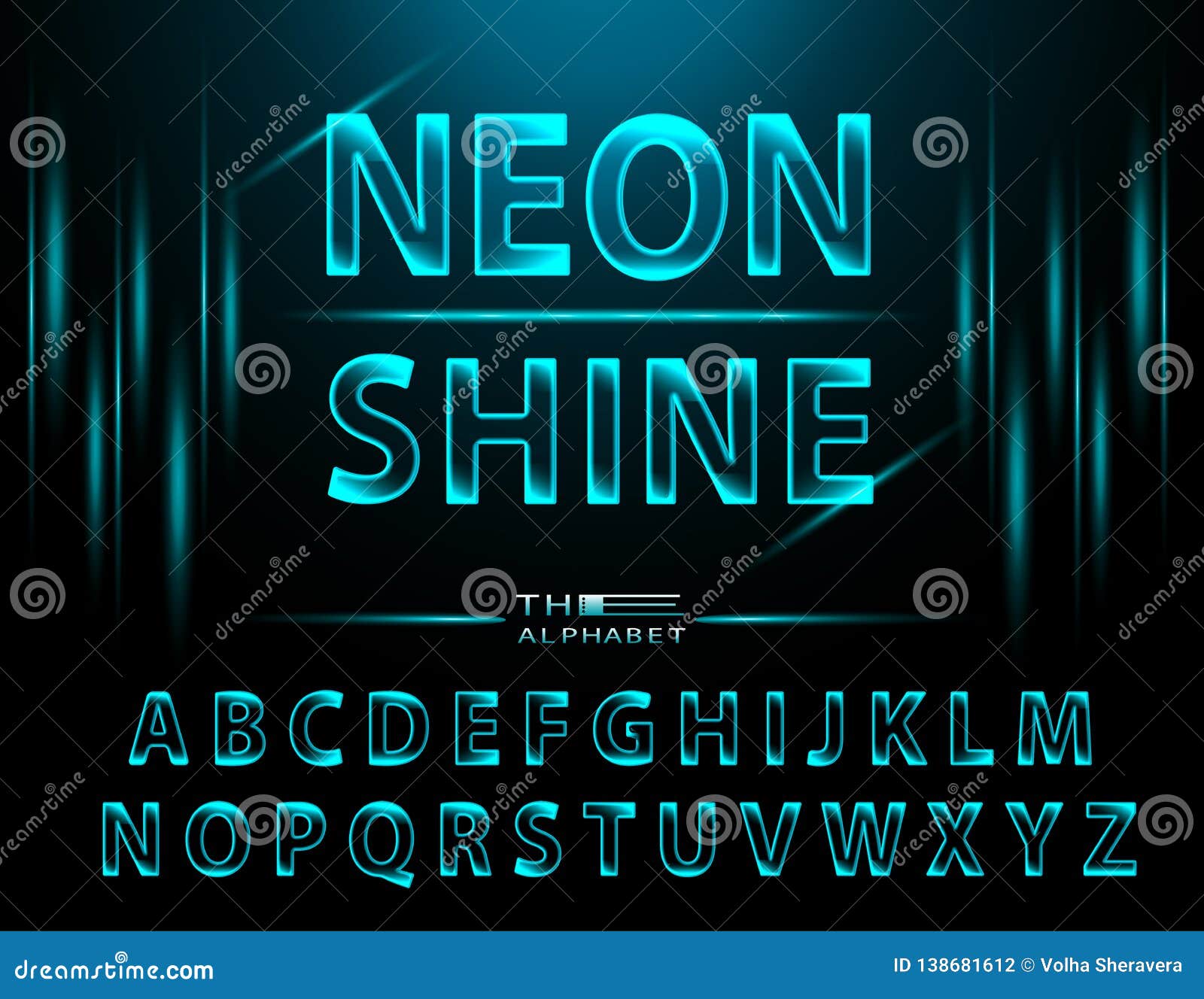 Neon Font Letters, Glow Alphabet with Fluorescent Light Stock Vector ...