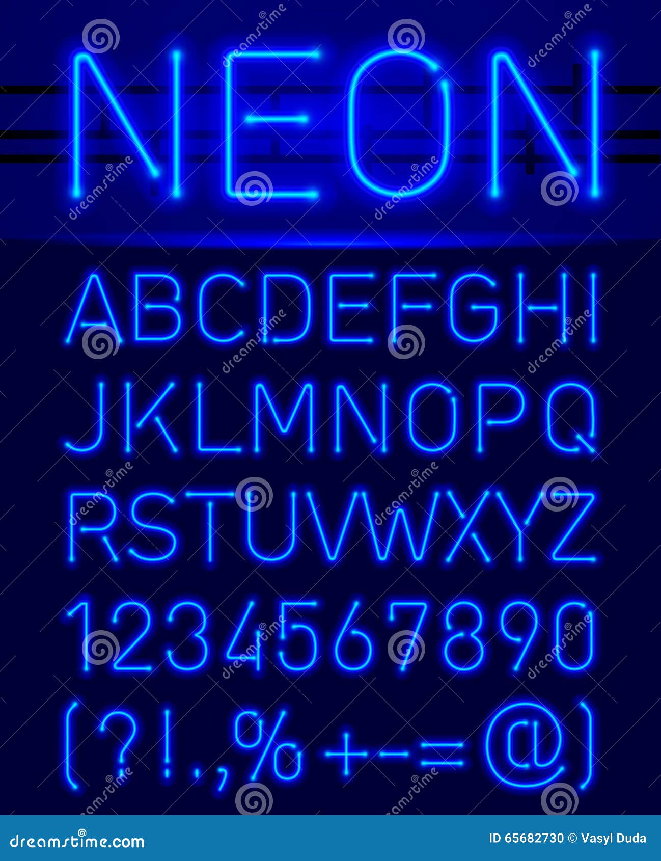 Neon font and symbols stock vector. Illustration of element - 65682730