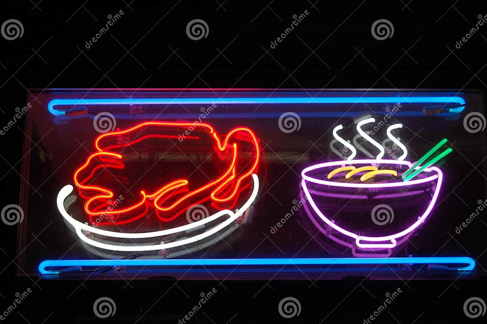 Neon Food stock photo. Image of neon, noodles, bowl, store - 20134966