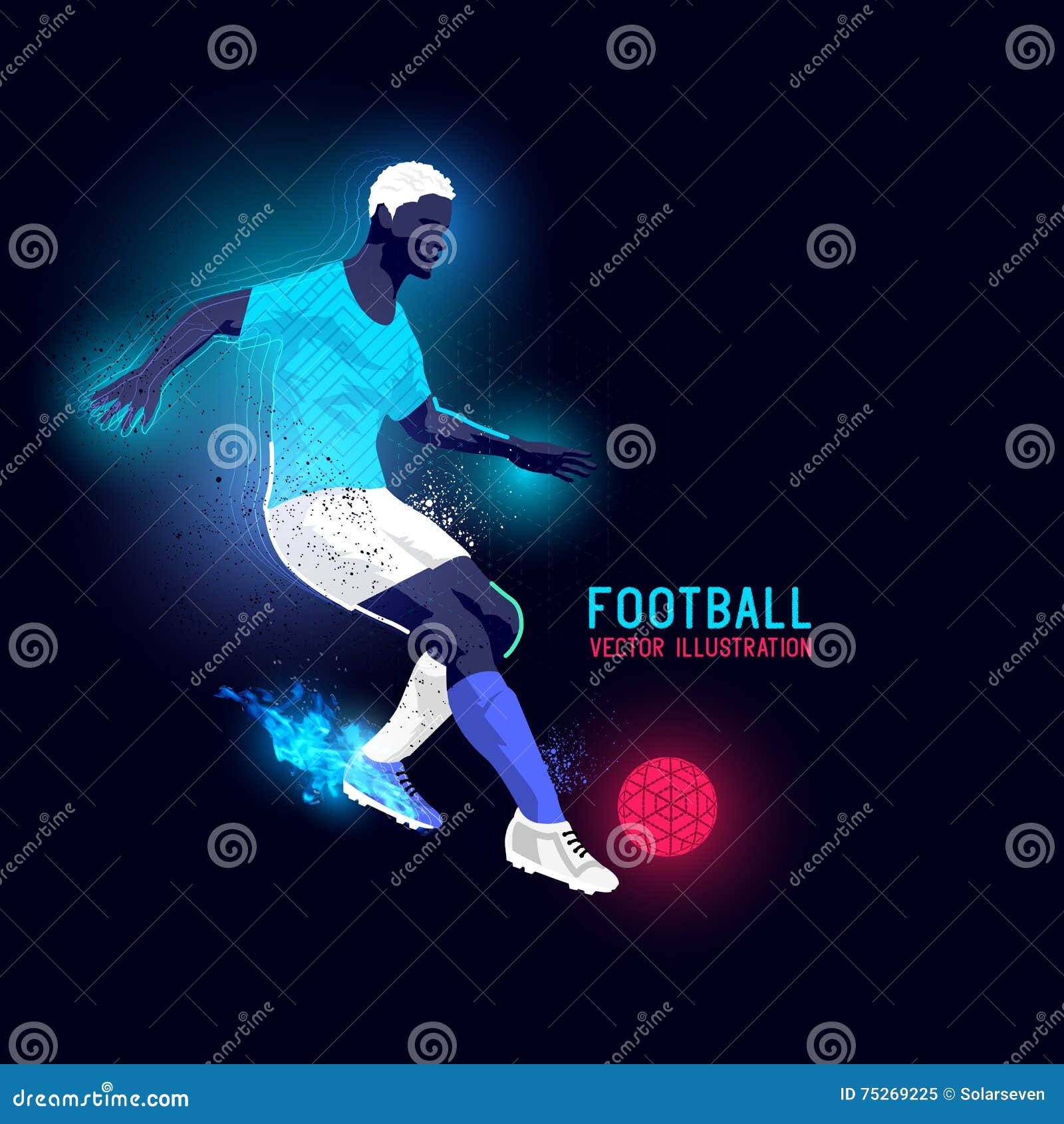 Neon Football Player Striker Stock Vector - Illustration of modern ...