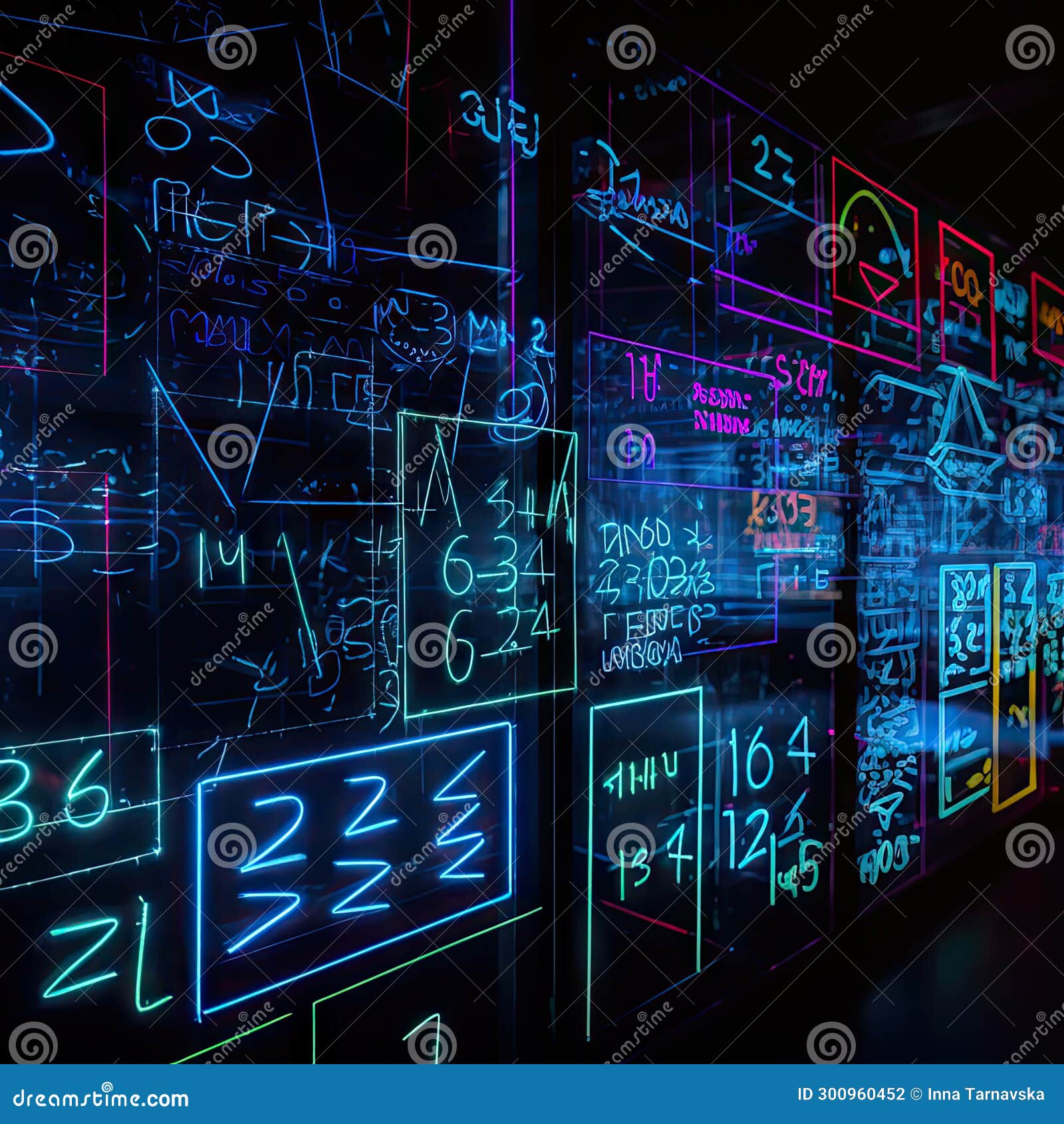 Neon Formulas, Calculations, Math Marks, Block Diagram, Flowchart ... Neon Formulas, Calculations, Math Marks, Block Diagram, Flowchart ...